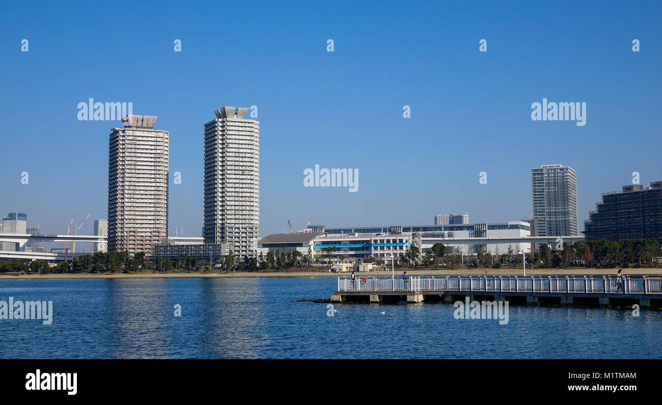 Tokyo, Japan - Jan 4, 2016. View of Tokyo Bay, Japan. The bay is inlet ...