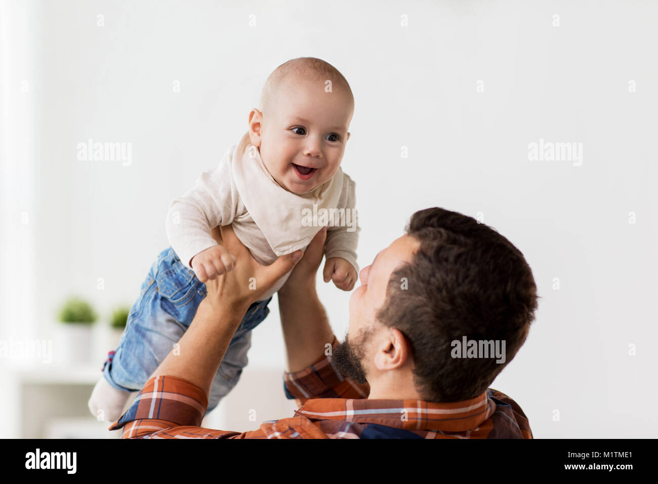 happy little baby boy with father Stock Photo - Alamy