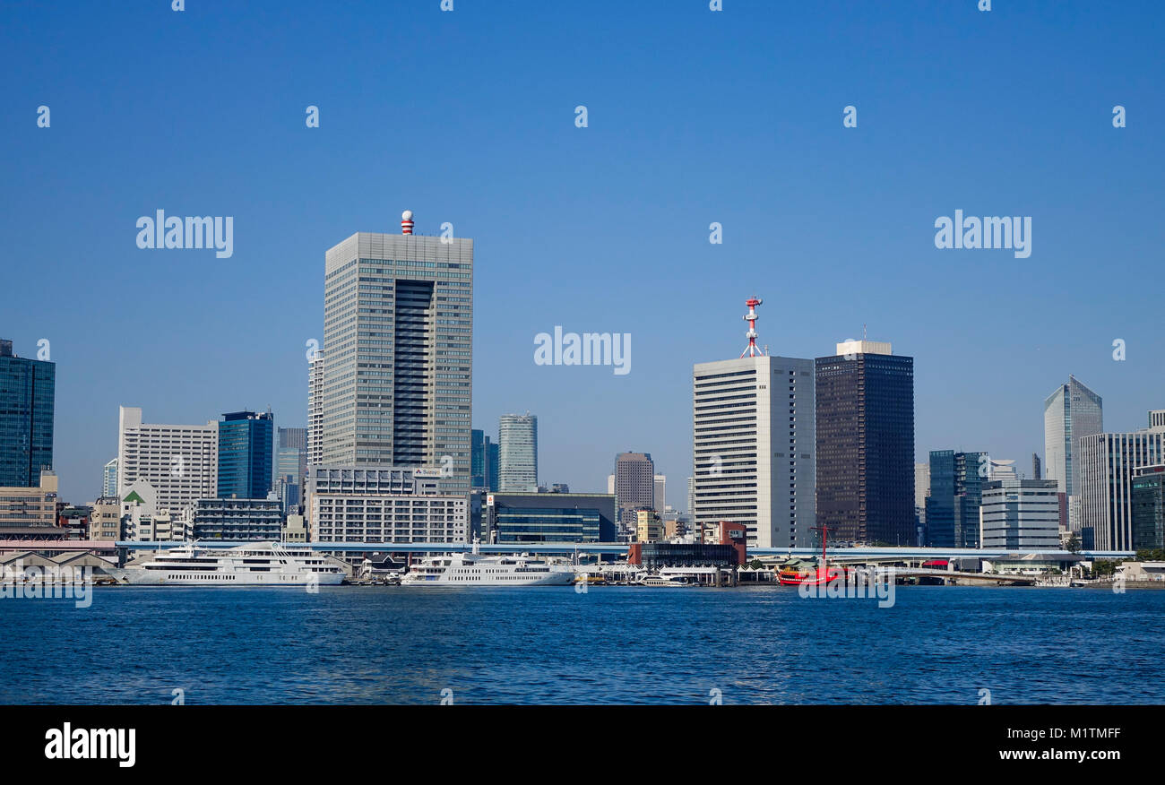 Tokyo, Japan - Jan 4, 2016. Office buildings on Tokyo Bay, Japan. The ...