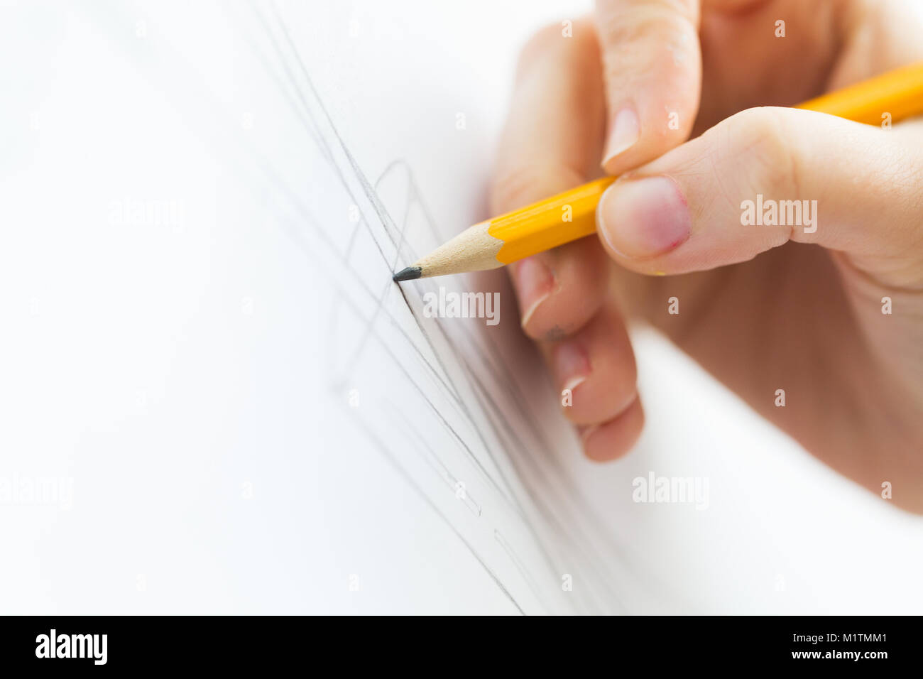 artist with pencil drawing picture at art studio Stock Photo - Alamy
