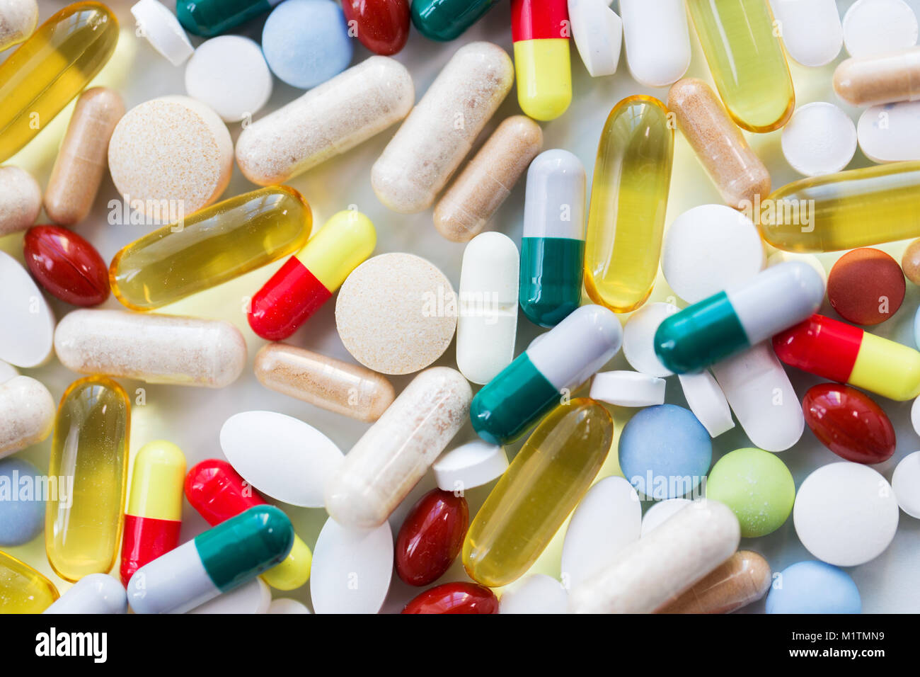 different pills and capsules of drugs Stock Photo - Alamy