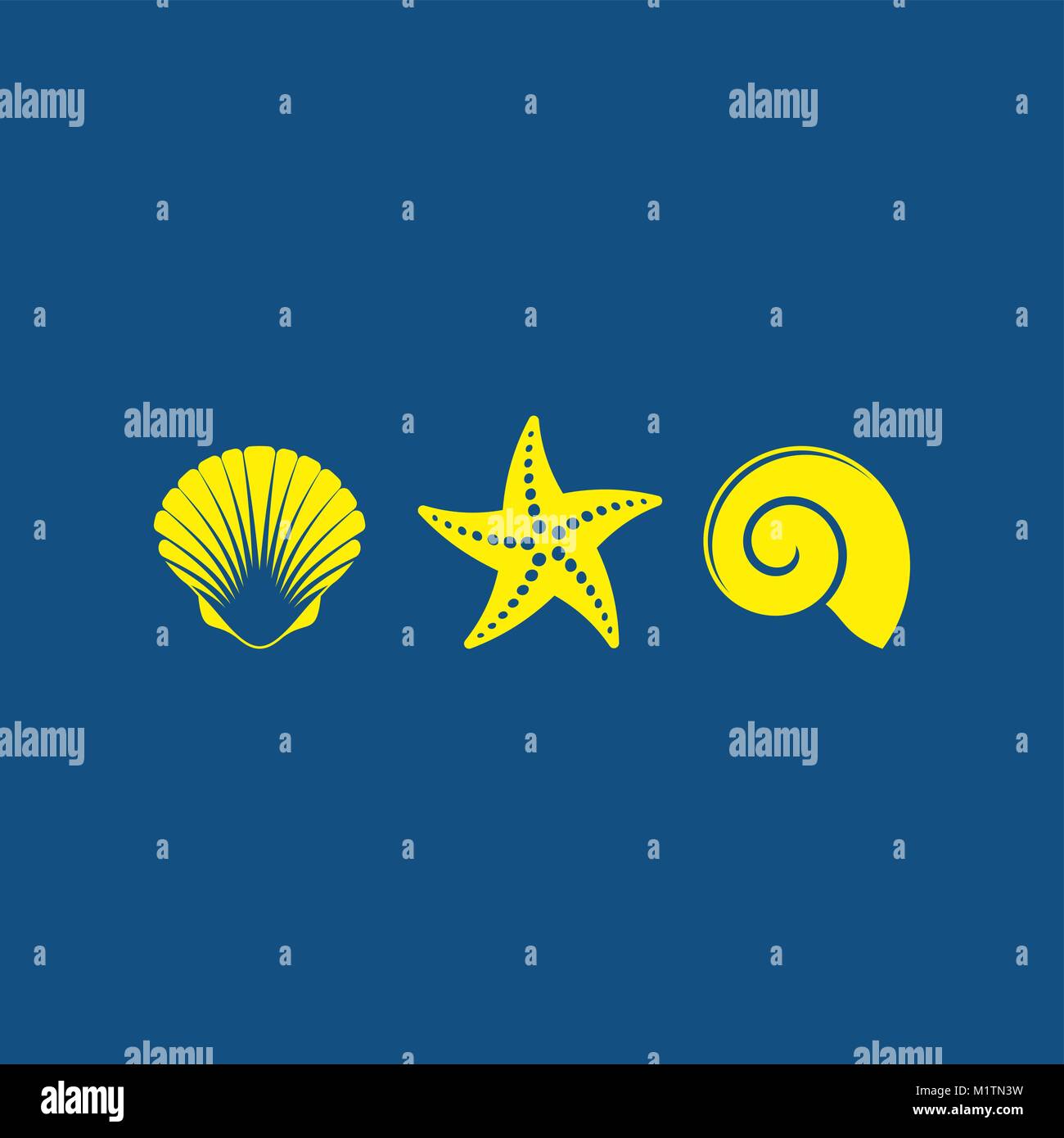 Simple blue card with sea shells and starfish Stock Vector Image & Art ...