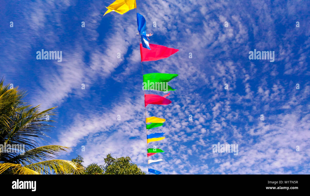 Party flags in Brazil of a cultural party of São João, with a beautiful ...