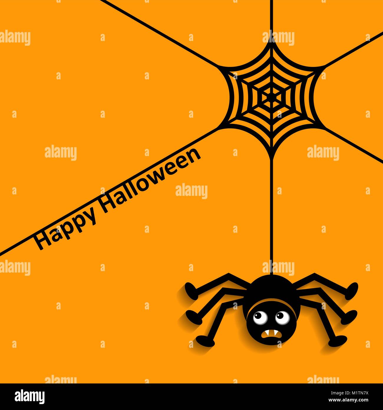 Happy halloween with spider web and scary spider Stock Vector Image ...