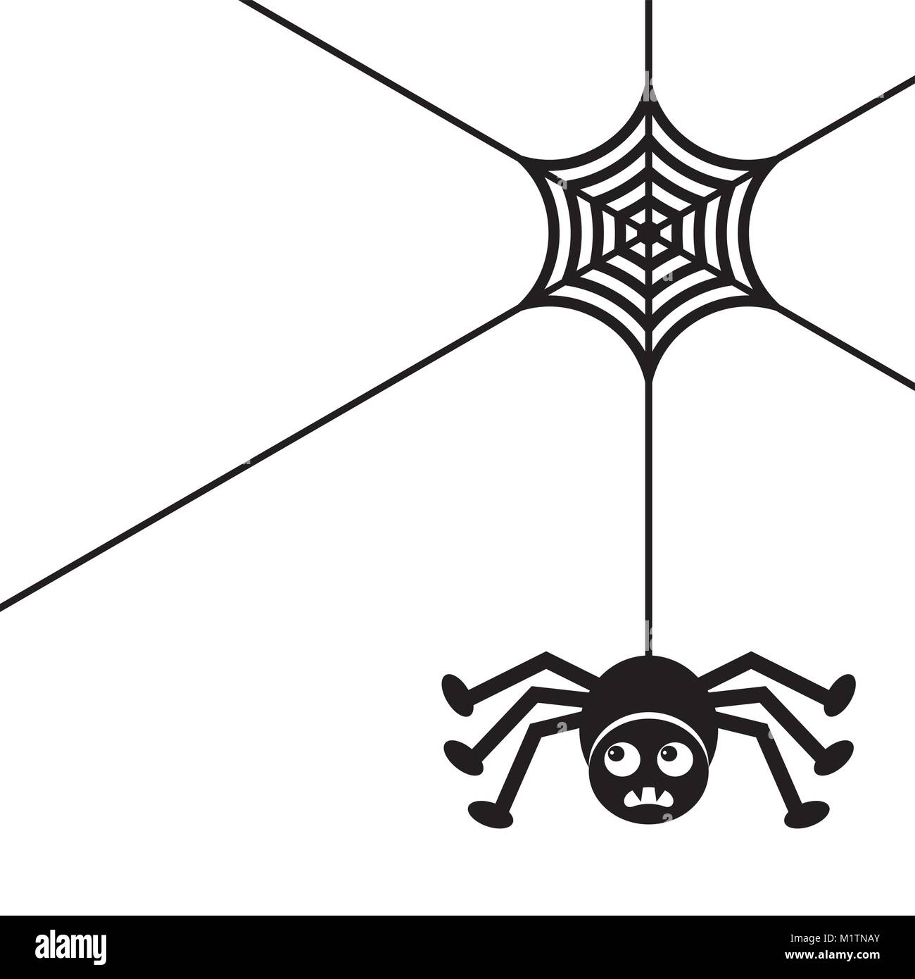 Black vector spider web with scary spider isolated Stock Vector Image ...