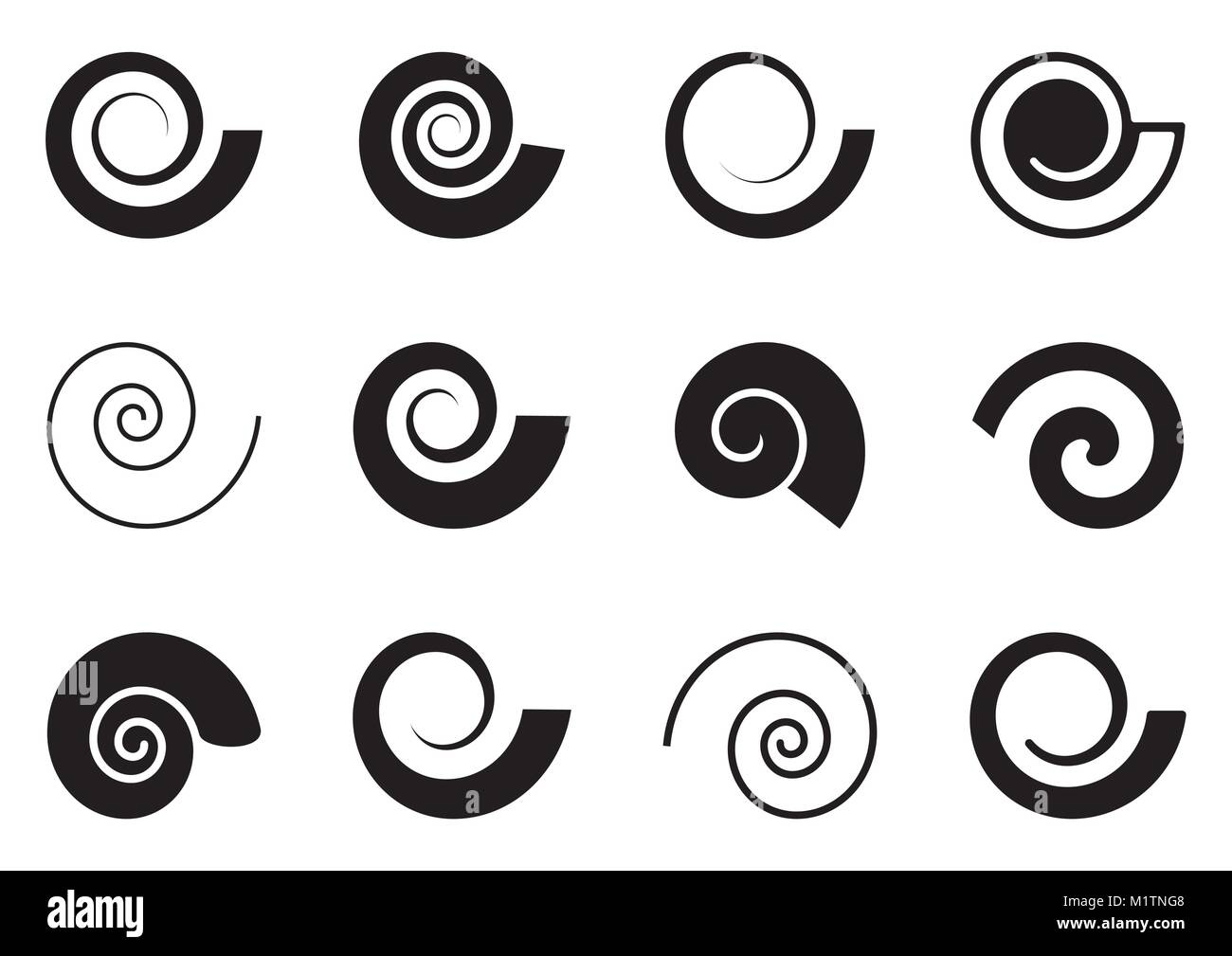 Set of various spiral icons on white background Stock Vector Image ...