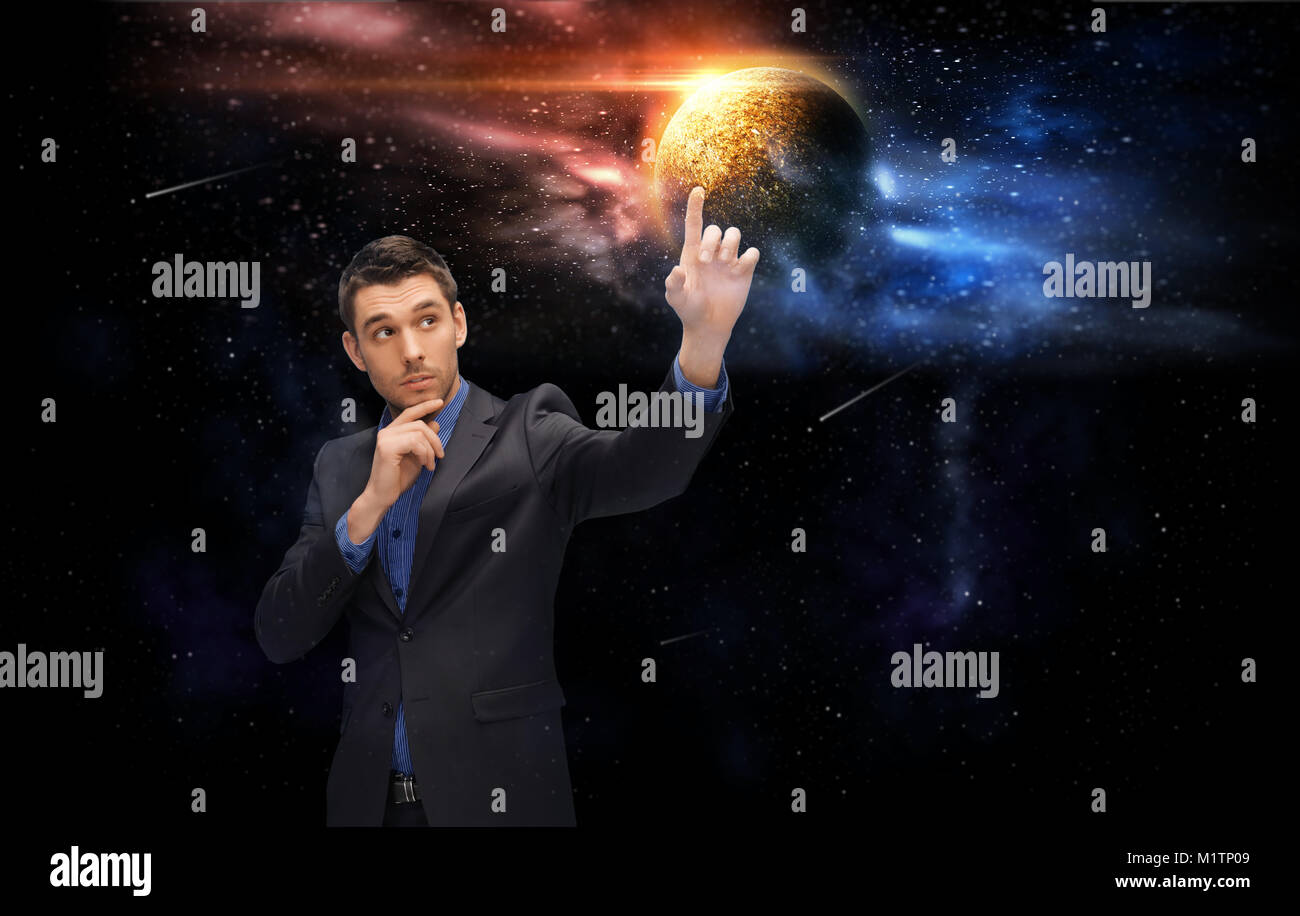 businessman over space background Stock Photo - Alamy