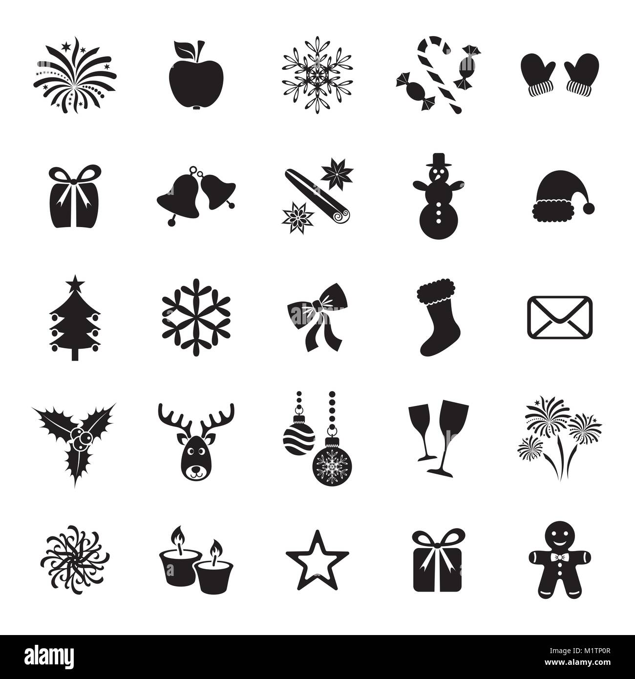 Collection of black vector christmas and winter icons Stock Vector ...