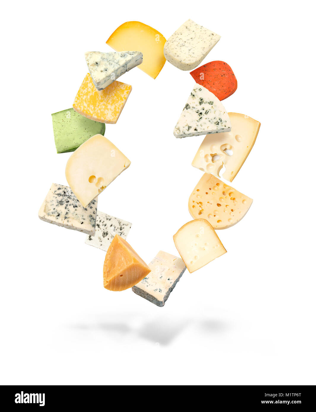 cheese flying isolated on white background Stock Photo - Alamy