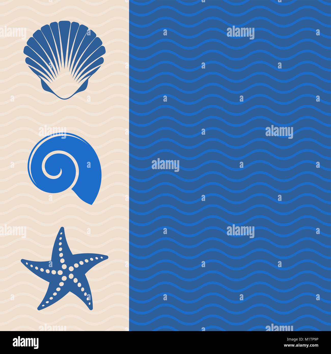 Vector card with sea icons and wavy lines Stock Vector Image & Art - Alamy