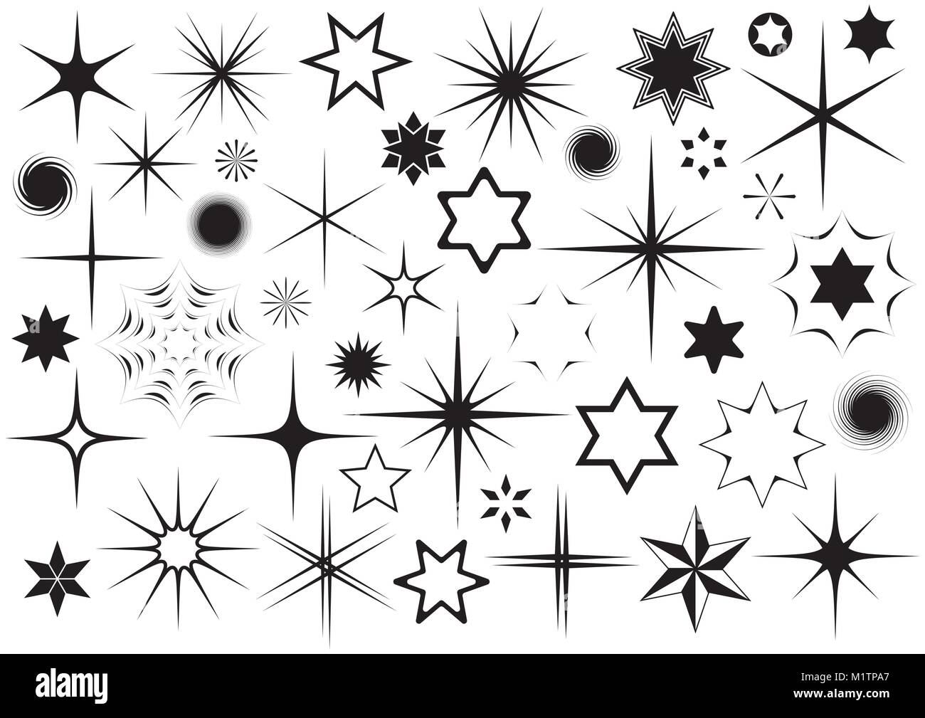 Various black vector stars collection on white background Stock Vector ...