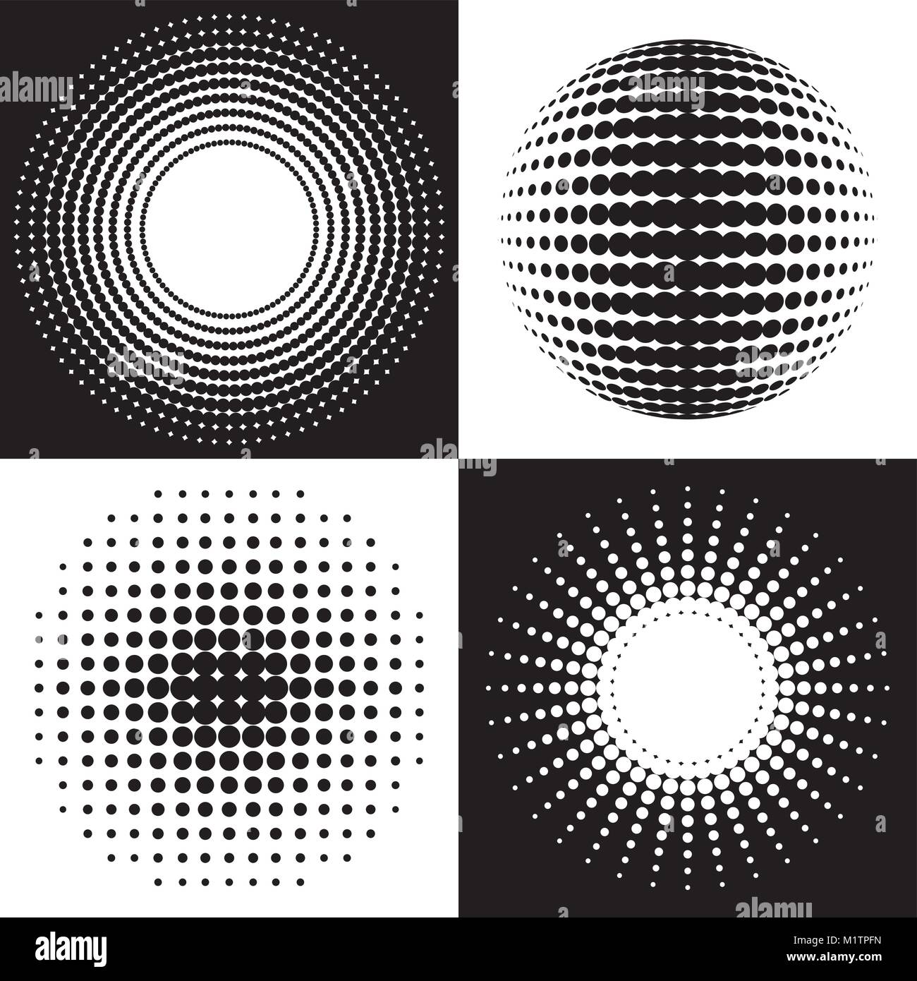 Black vector circle abstract halftone design collection Stock Vector ...