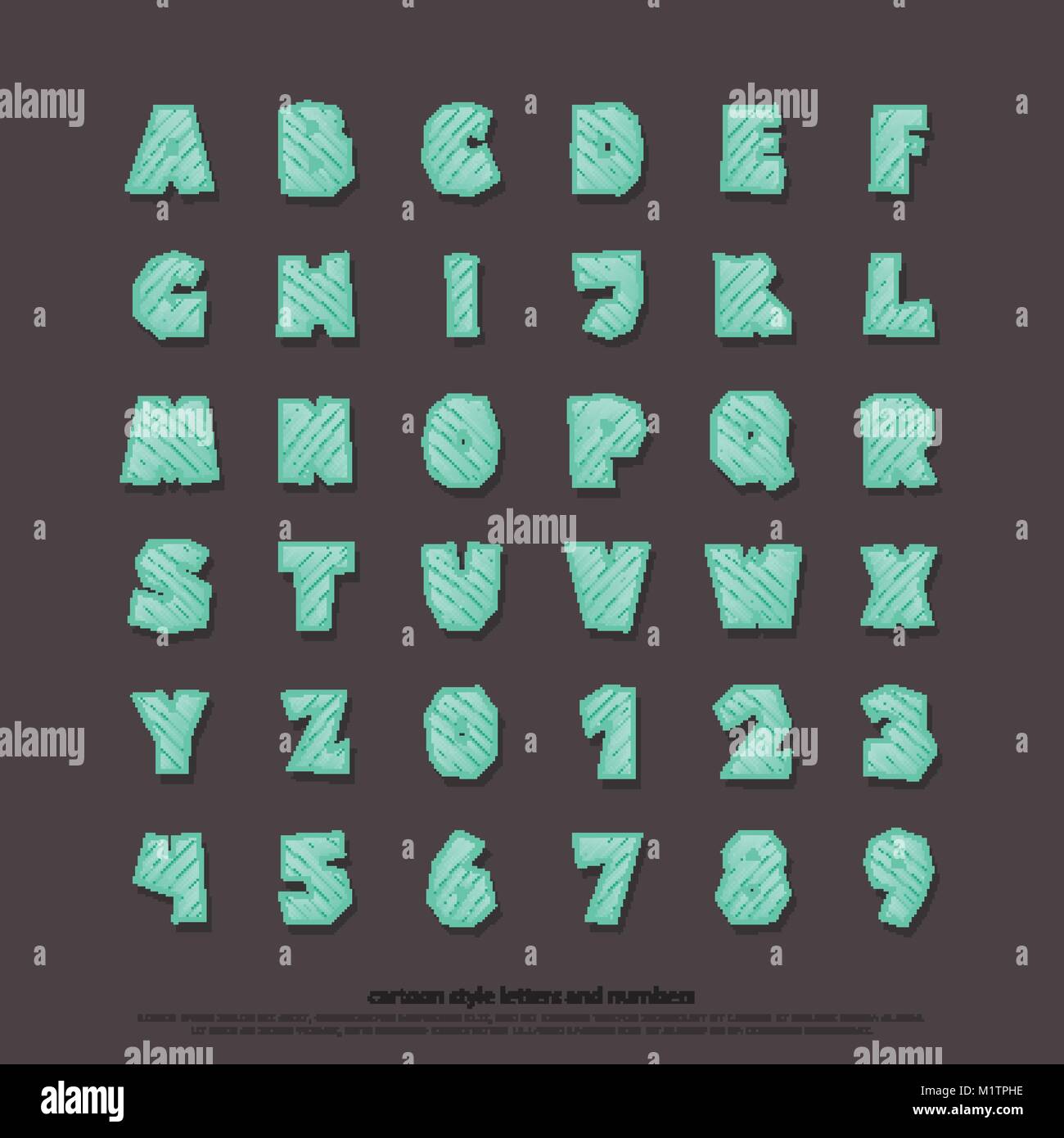set of stylized alphabet letters and numbers. vector, cartoon style ...