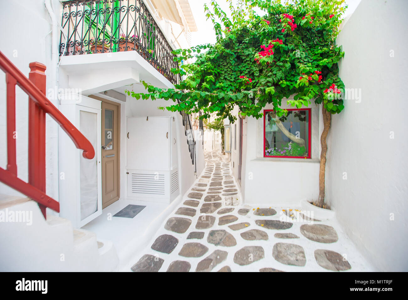 Traditional greek village. Streets and houses Stock Photo - Alamy
