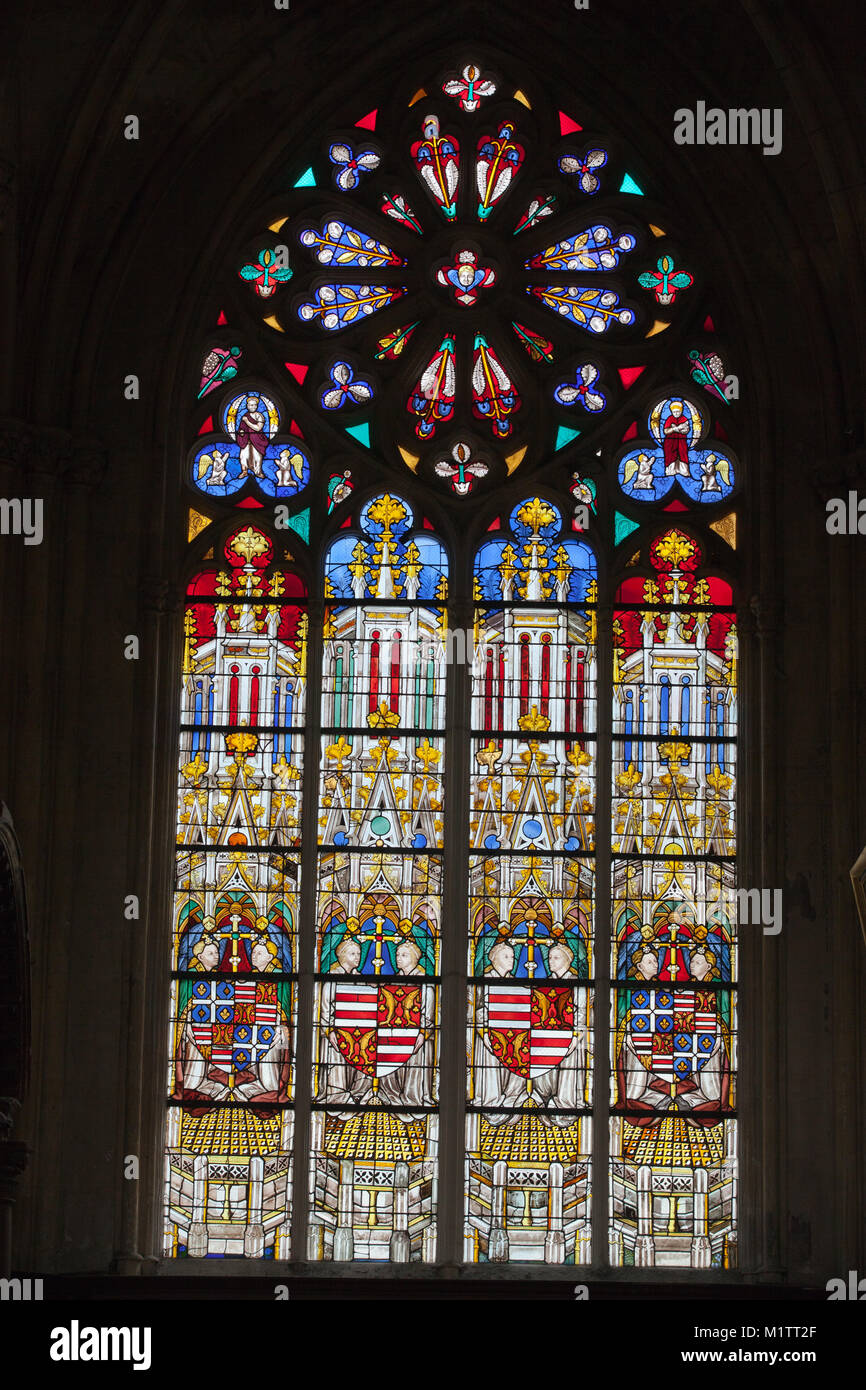 Stained Glass Windows Of Saint Gatien Cathedral In Tours France Stock