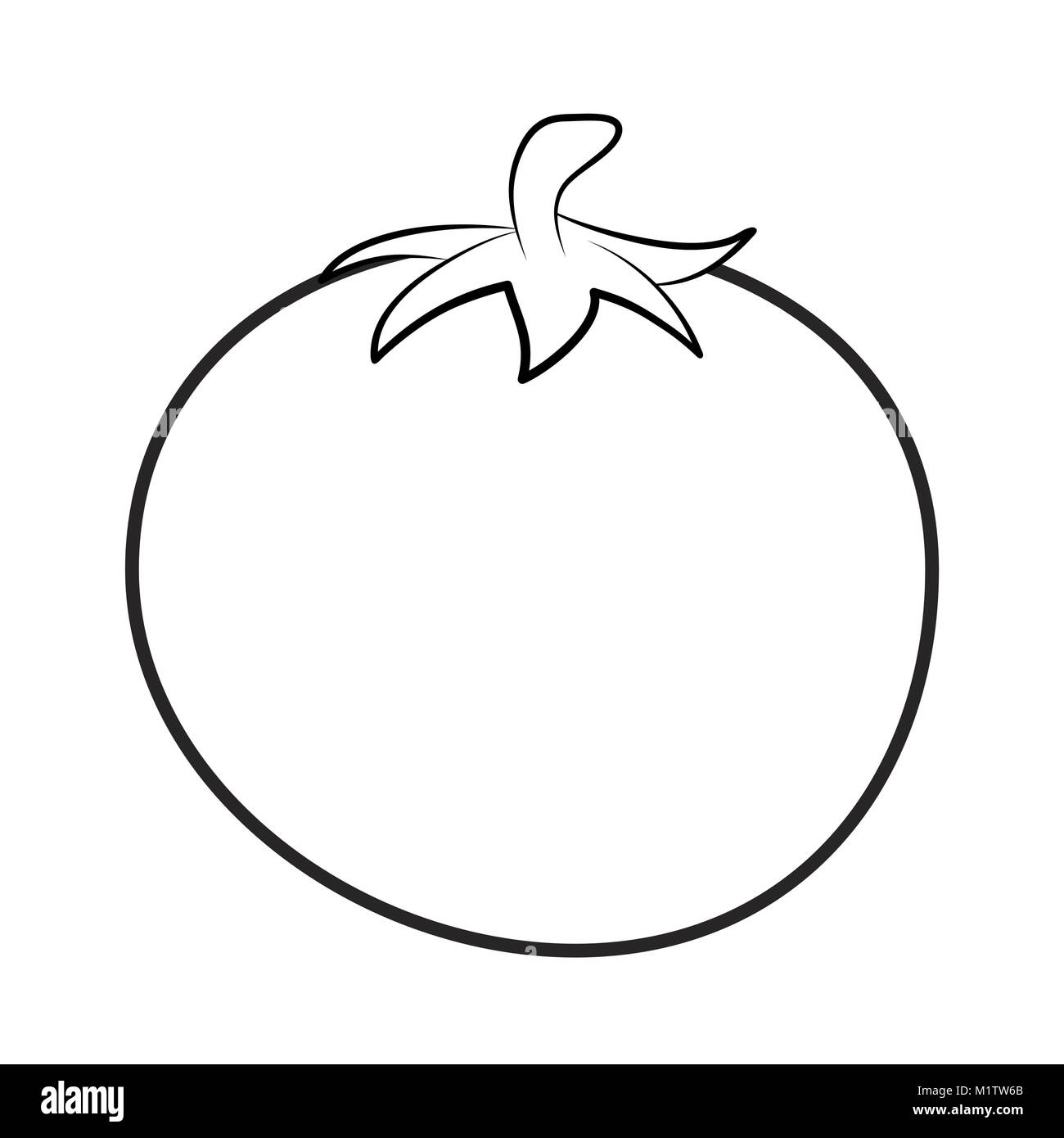 tomato outline for colouring book isolated on white background Stock ...