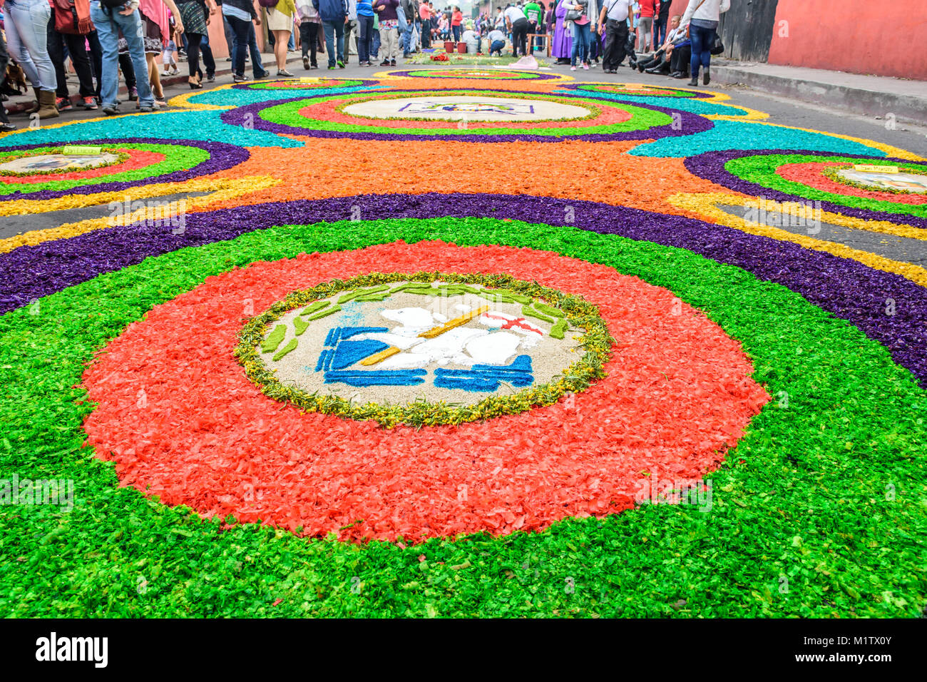 Antigua, Guatemala - March 13, 2016: Handmade dyed sawdust Lent ...