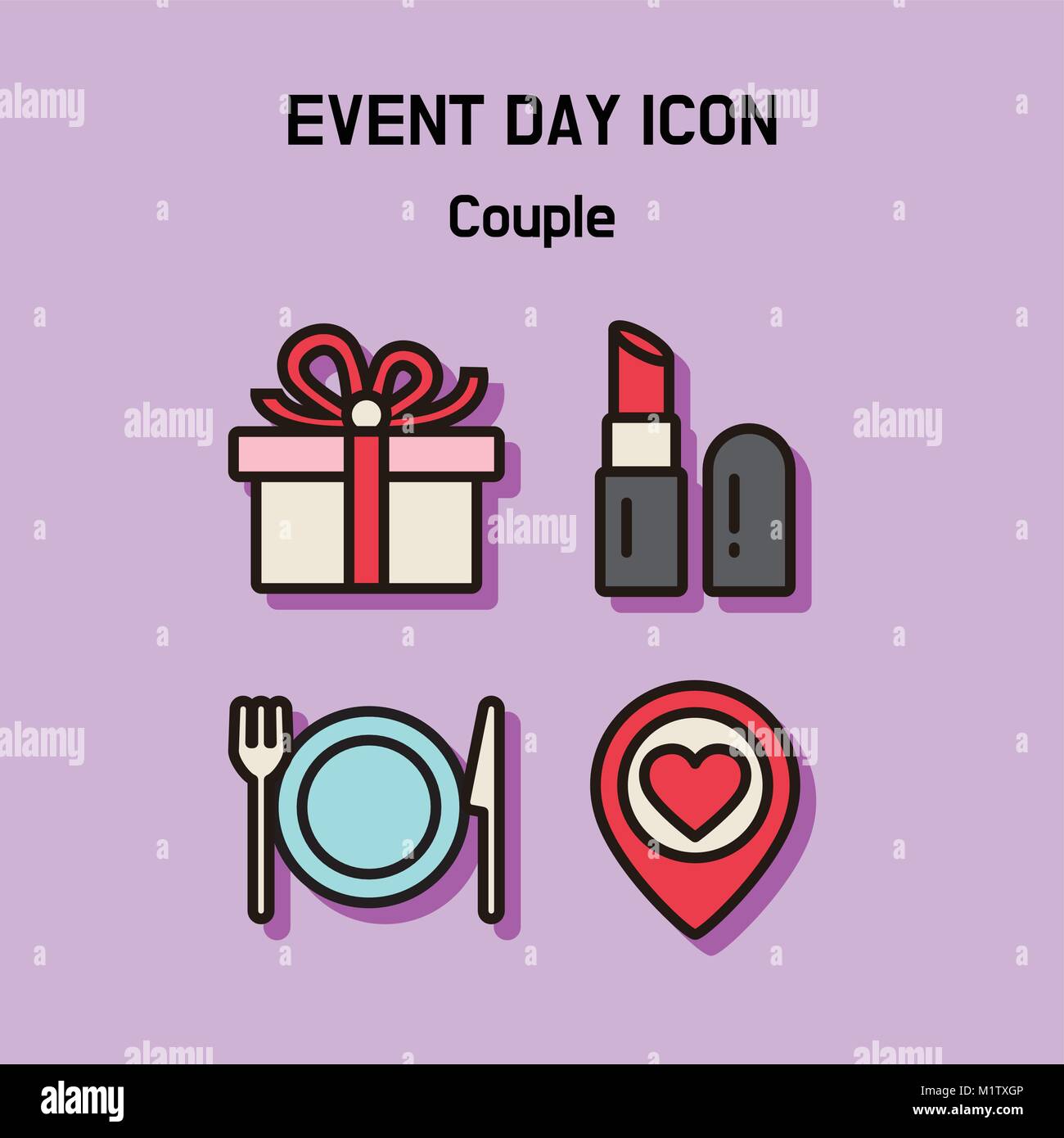 Event day icon set. Express all kinds of event as character icon set ...
