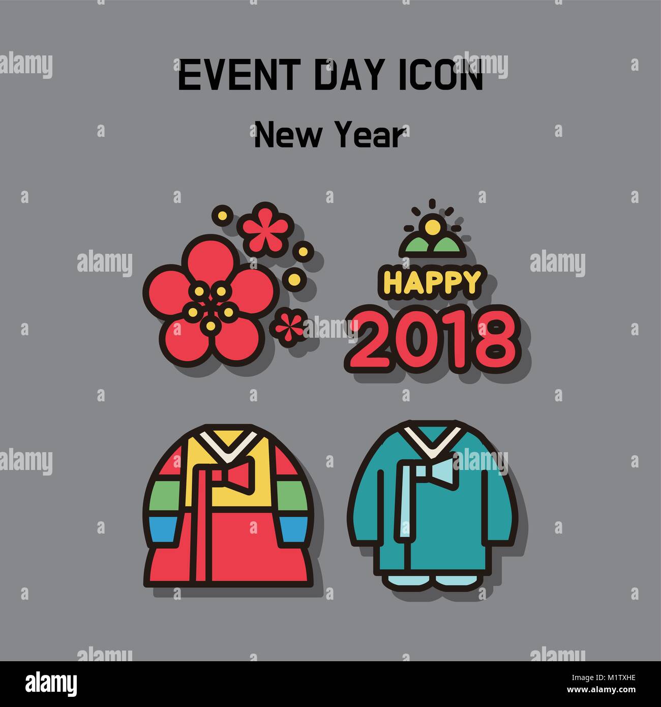 Event day icon set. Express all kinds of event as character icon set ...