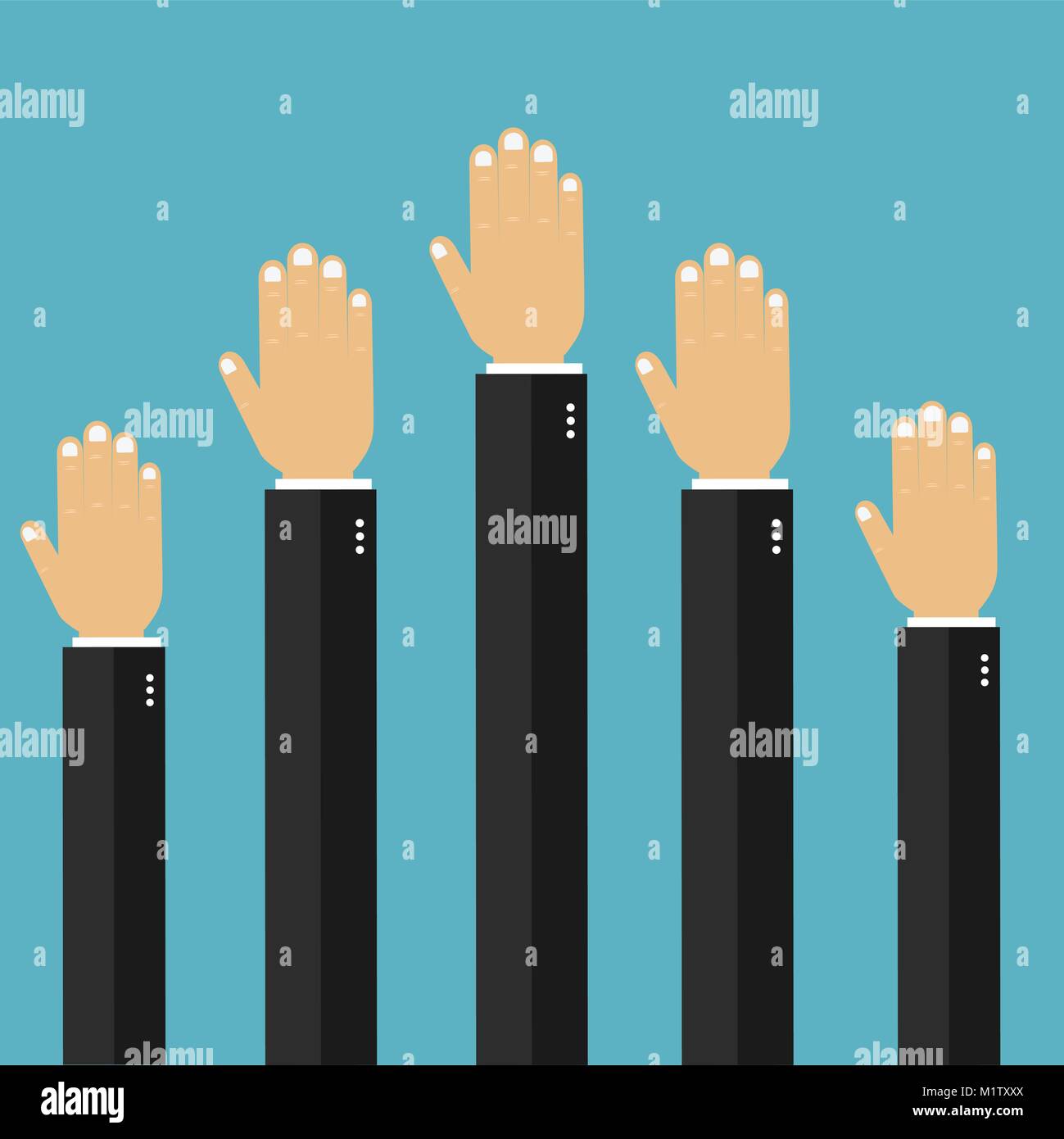 Volunteering concept. Hand raised up. Flat vector illustration Stock ...