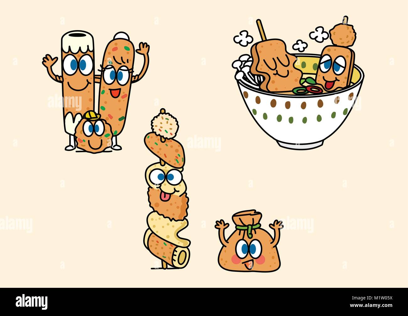 cartoon illustration, set of snack food theme 009 Stock Vector Image ...