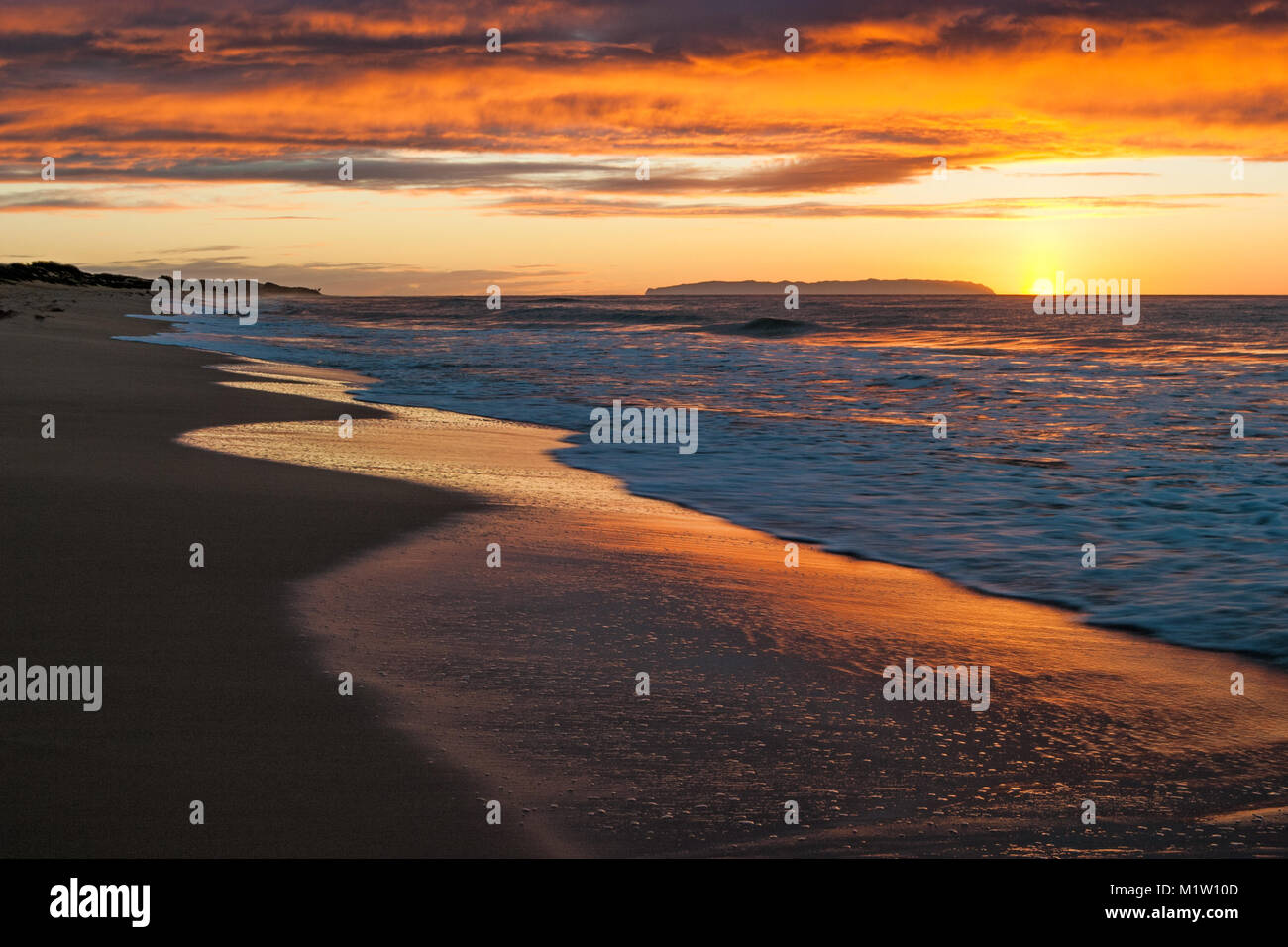 Sunset at Polihale Beach on the island Kauai in Hawaii, USA Stock Photo ...