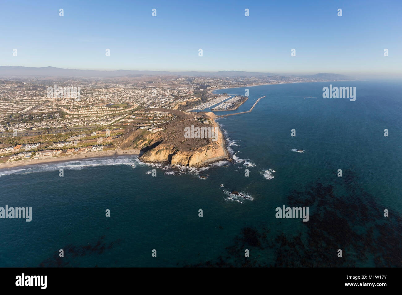 Aerial view of Dana Point on the Southern California pacific coast ...
