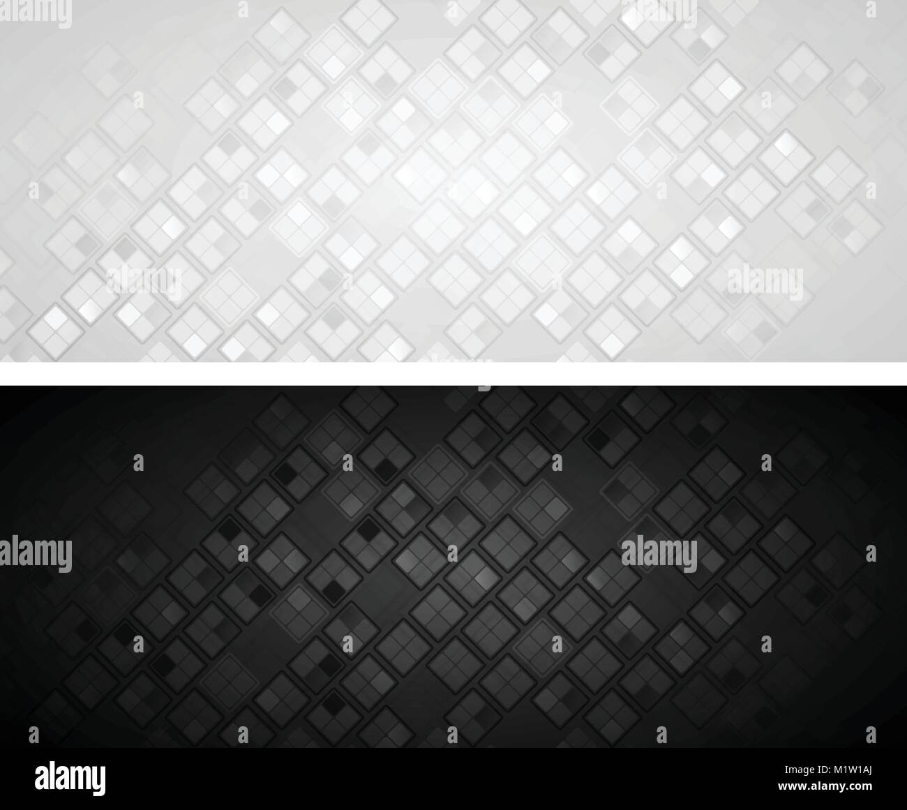 Vector tech geometric black and grey banners with squares Stock Vector ...