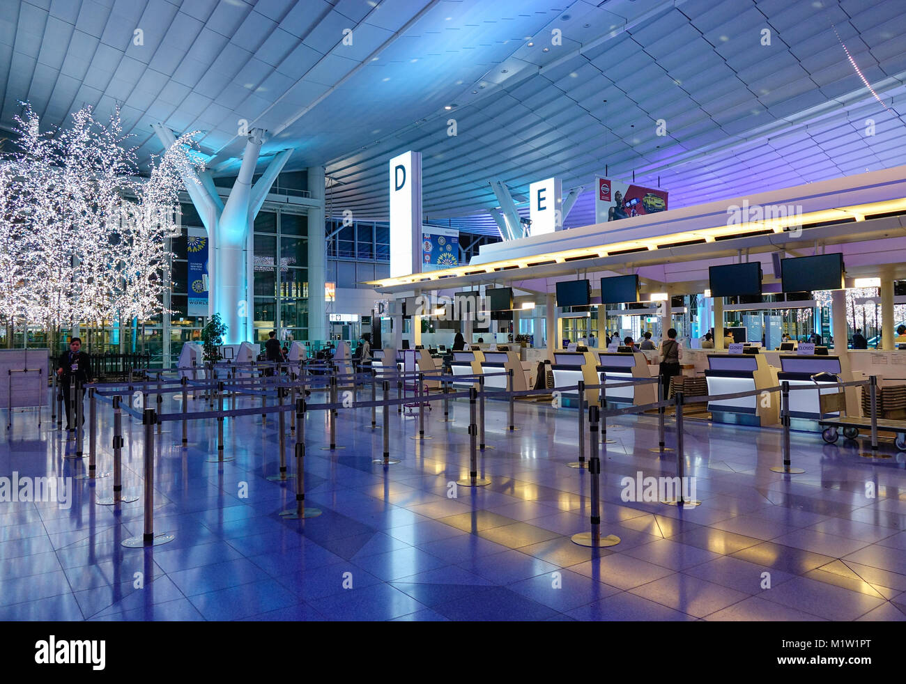 Tokyo, Japan - Jan 4, 2016. Check-in counters of Haneda Airport in ...