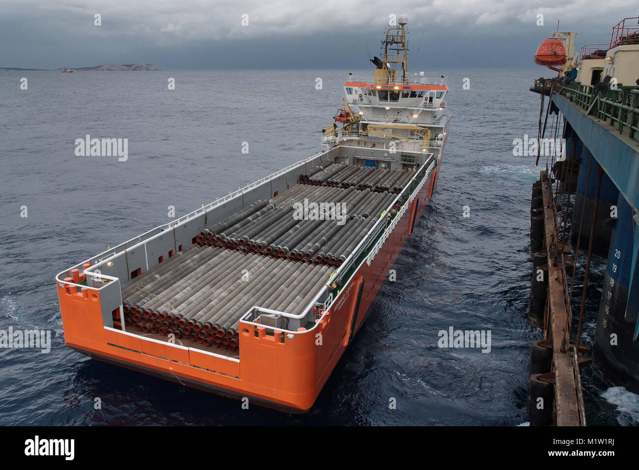 The Norman Aurora Supply Vessel carrying sections of a submarine ...