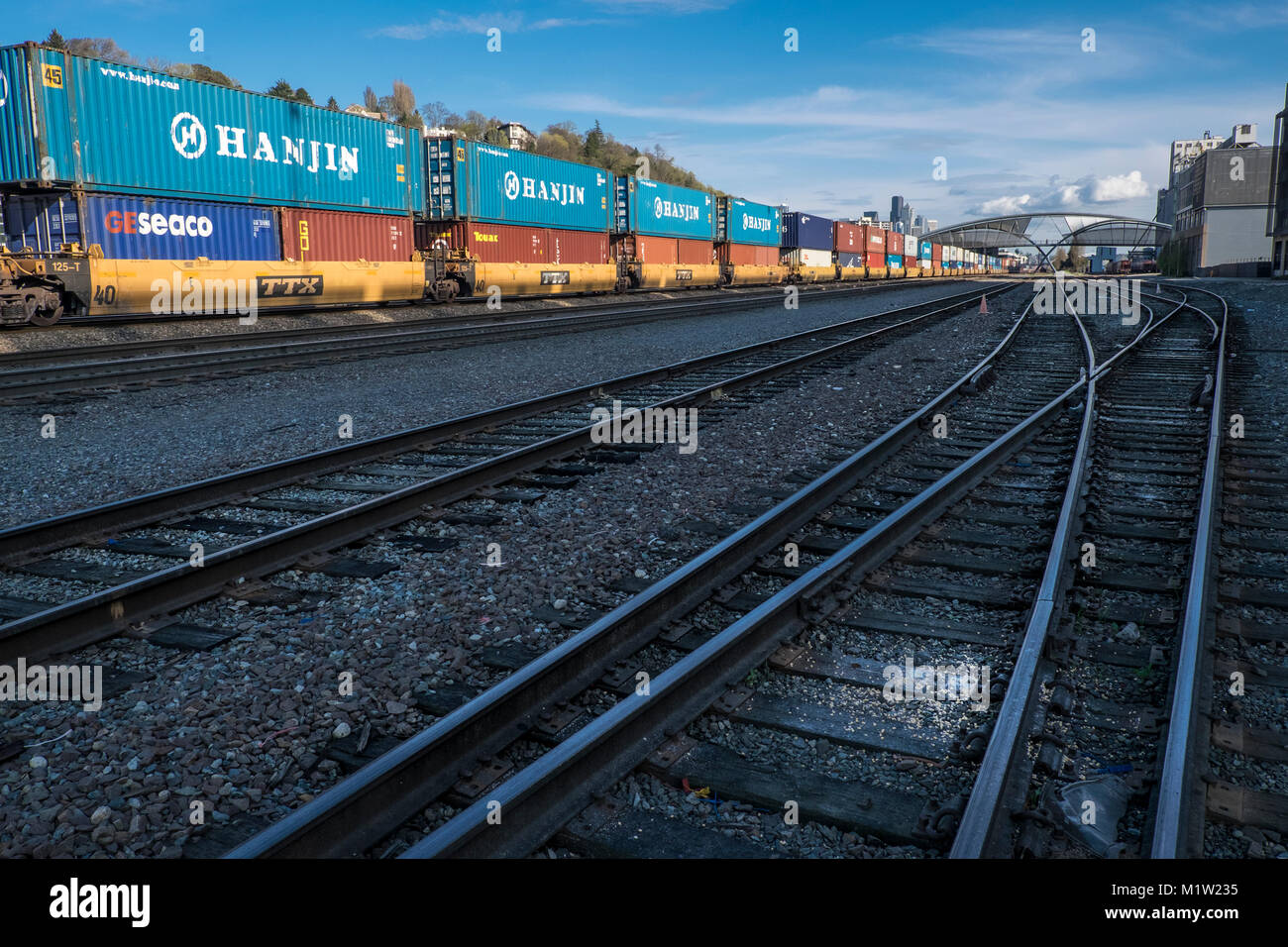 United States, Washington, Seattle, Railraod tracks, train Stock Photo ...