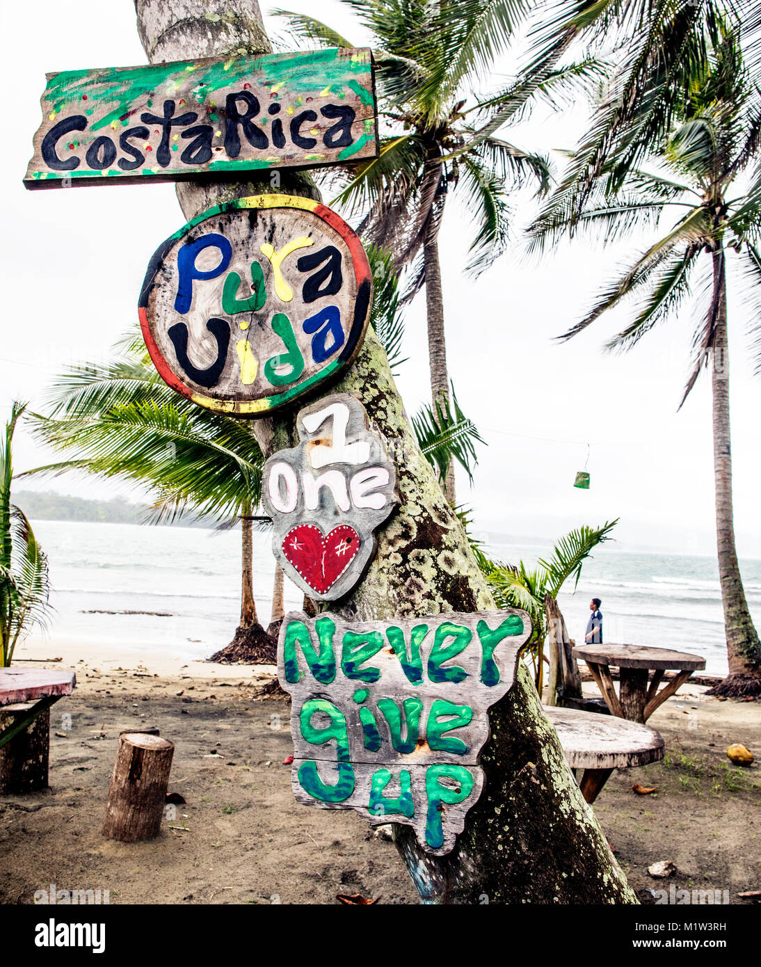 Collection Of Signs Puerto Viejo Costa Rica Central Americas Stock ...