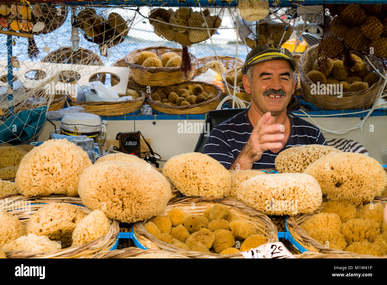 sea articles merchant in the old harbor of Chania Stock Photo - Alamy