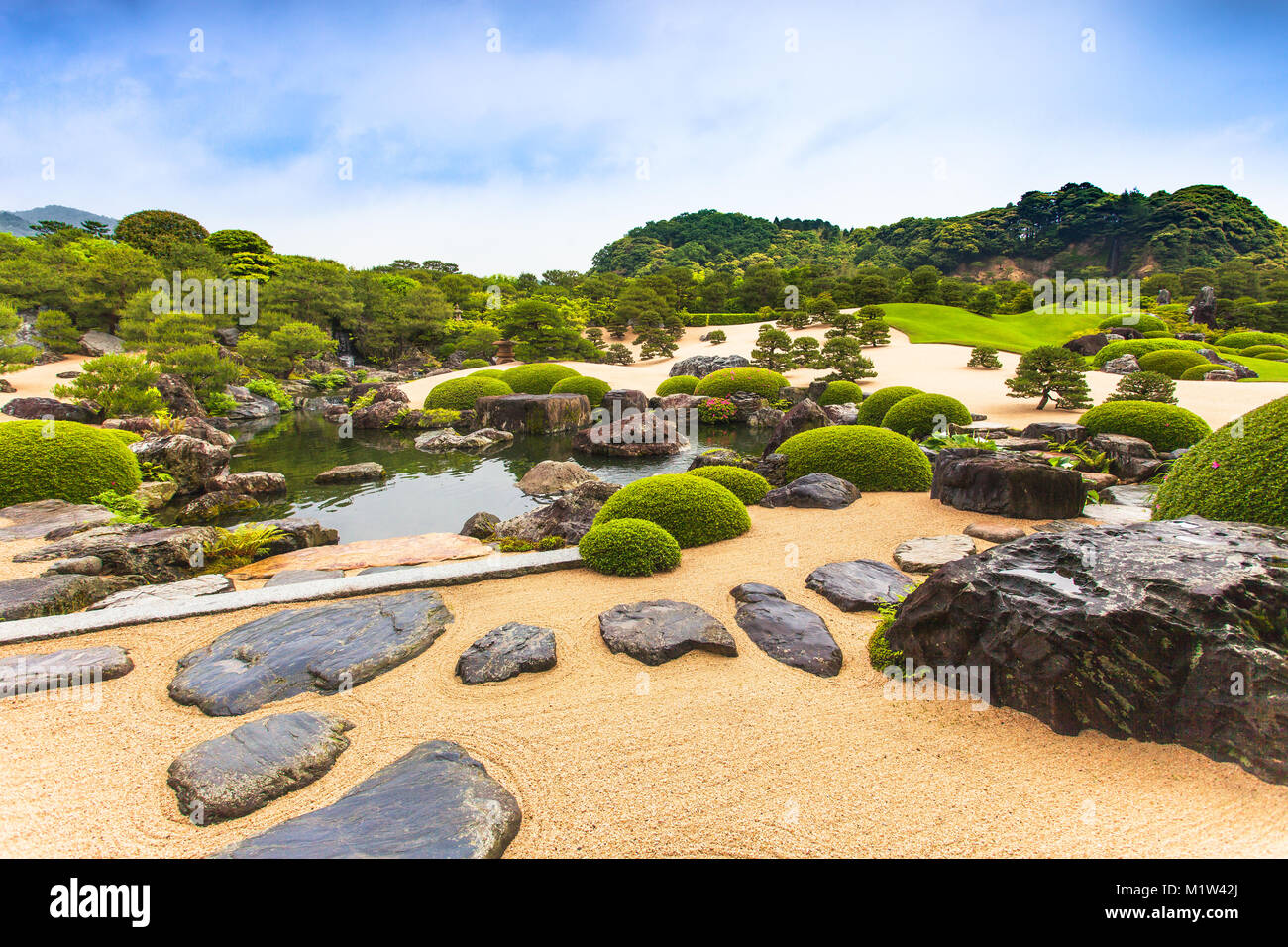 YASUGI, SHIMANE / JAPAN – MAY 25, 2010: View of japanese dry landscape ...