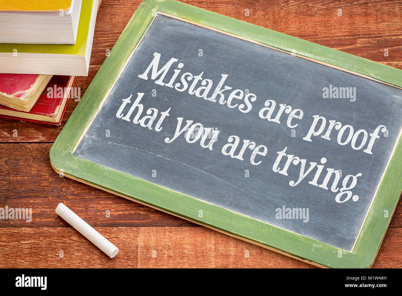 Mistakes are proof that you are trying - motivational text on a vintage ...