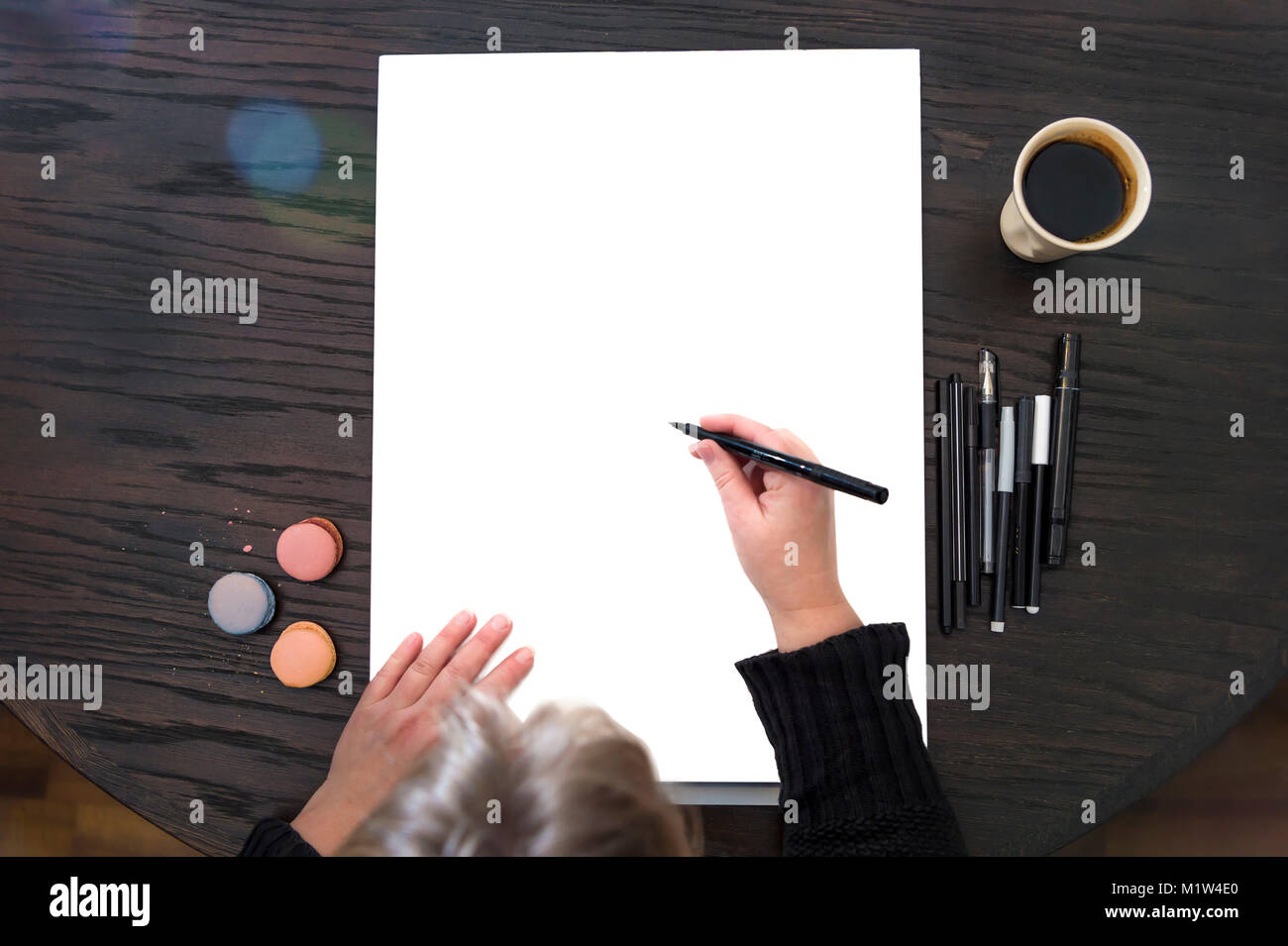 Background for creative pictures - person is starting to draw or write ...