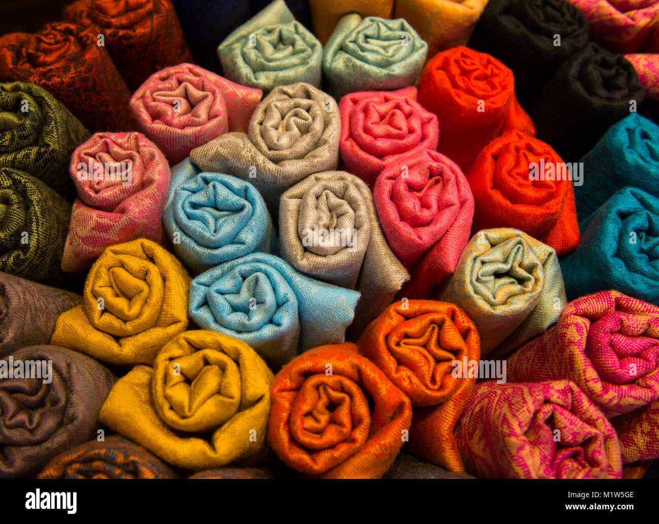 Rolls of colorful cloth Stock Photo - Alamy