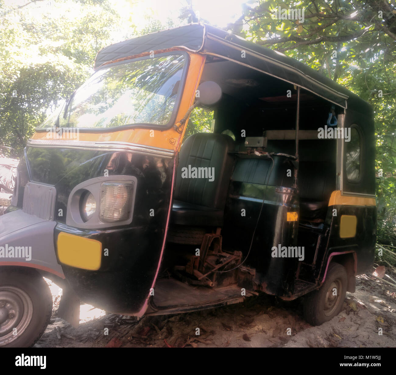 Modern rickshaw in India. Rickshaw with motor knock - tuk-tuk, auto ...