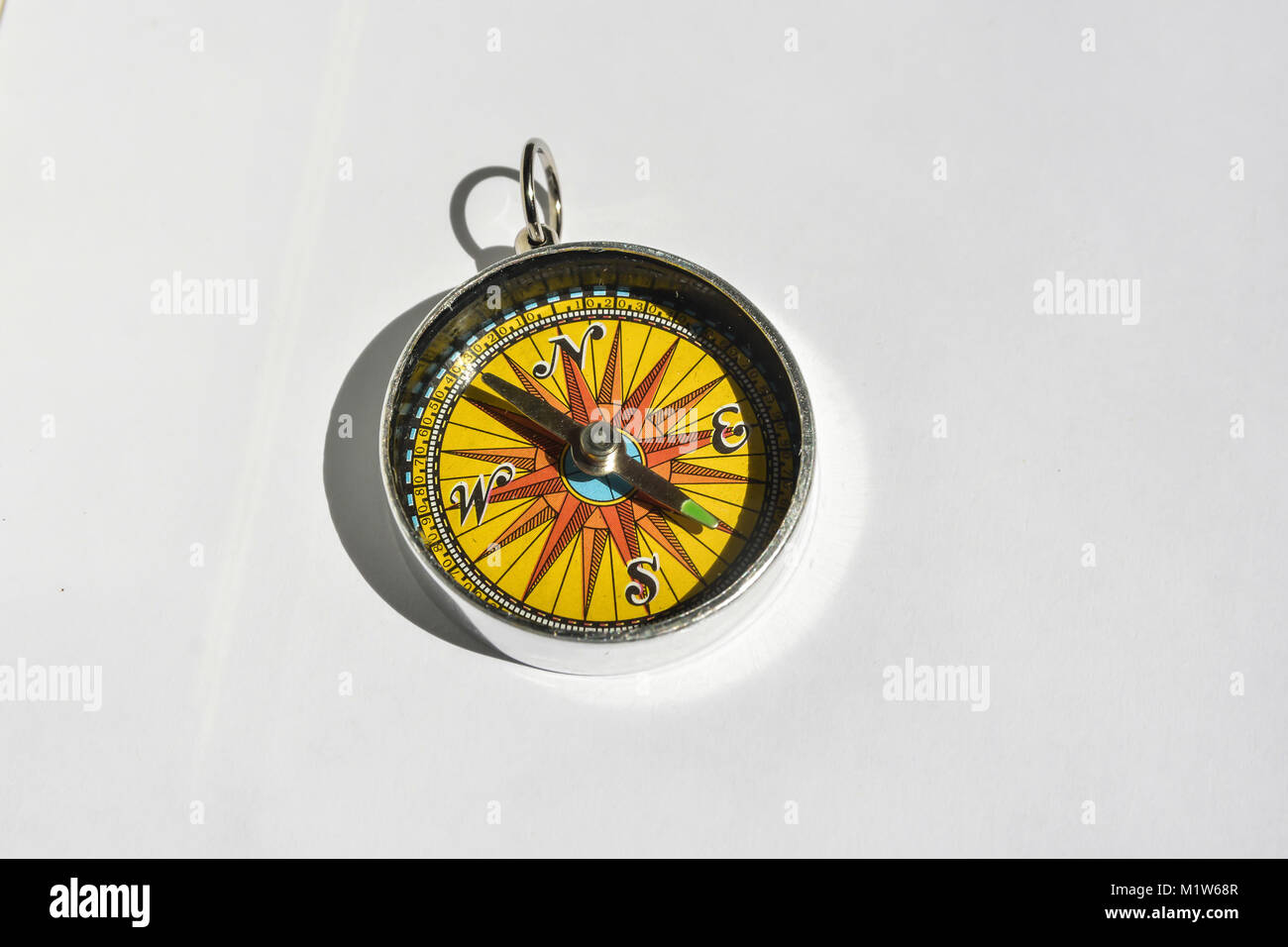 Magnetic compass. The navigation device is located on a white ...