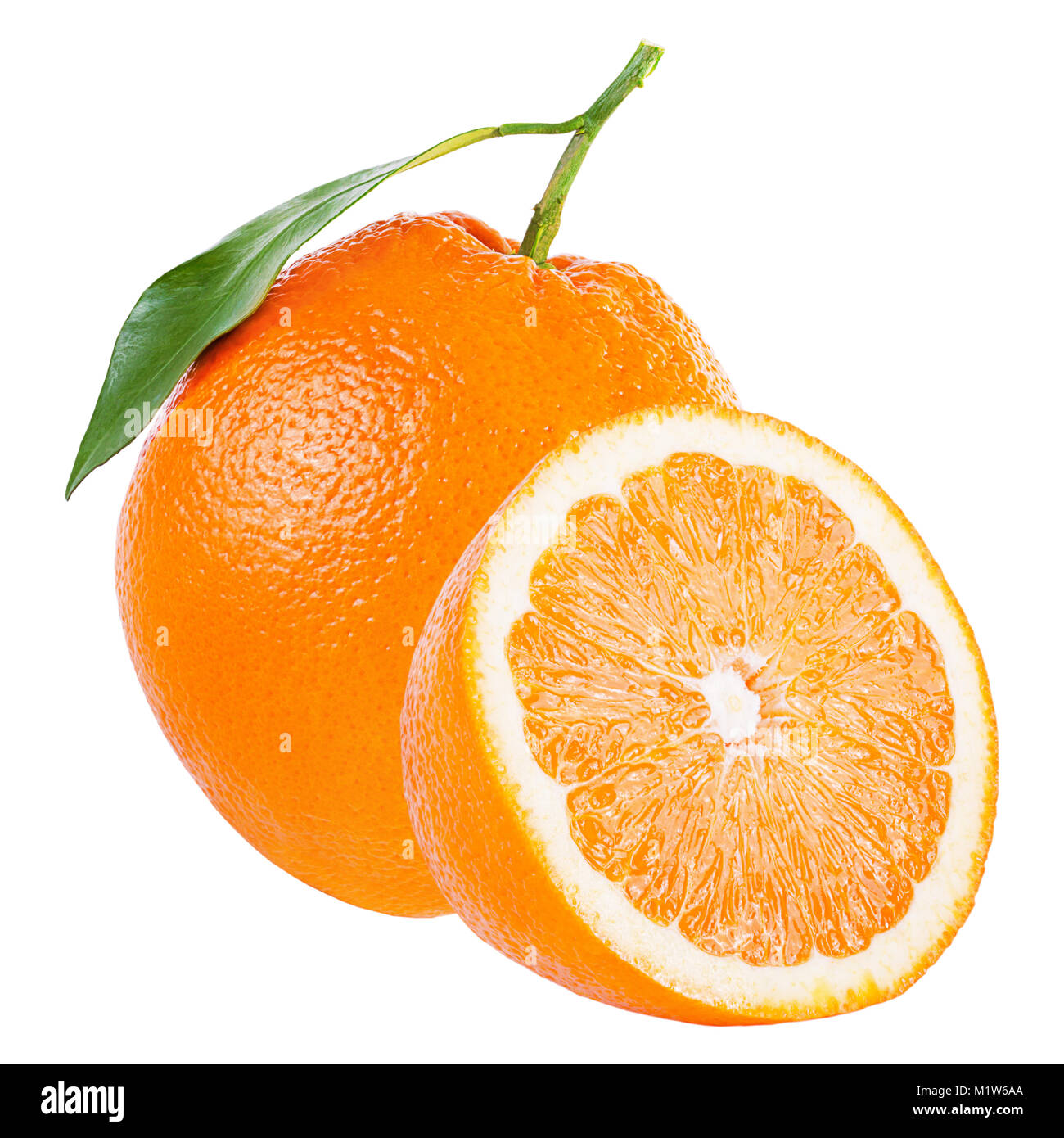 Isolated citrius fruits.One whole and half orange isolated on white ...