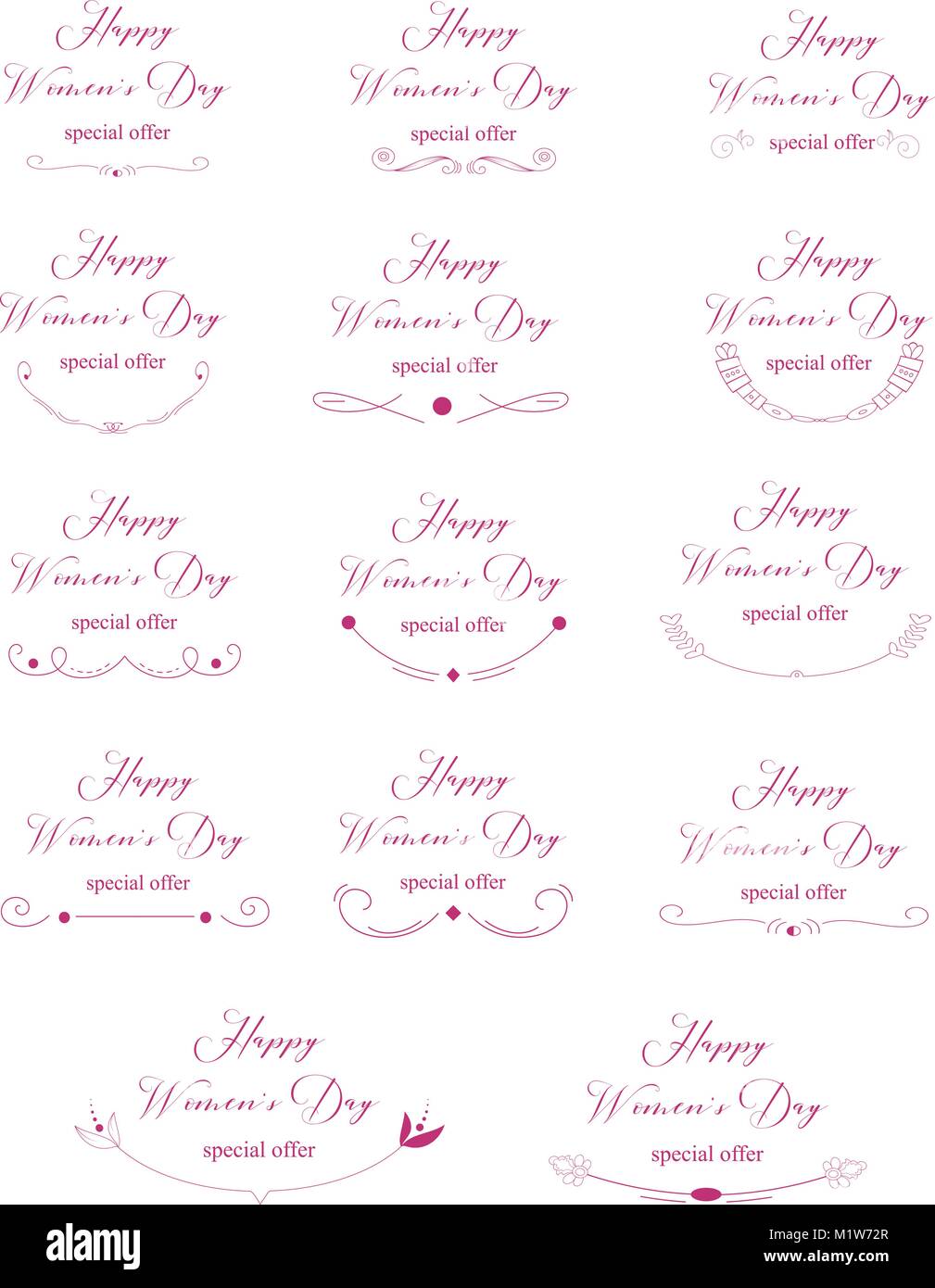 Set of vector typography, text design. Usable for banners, invitations ...