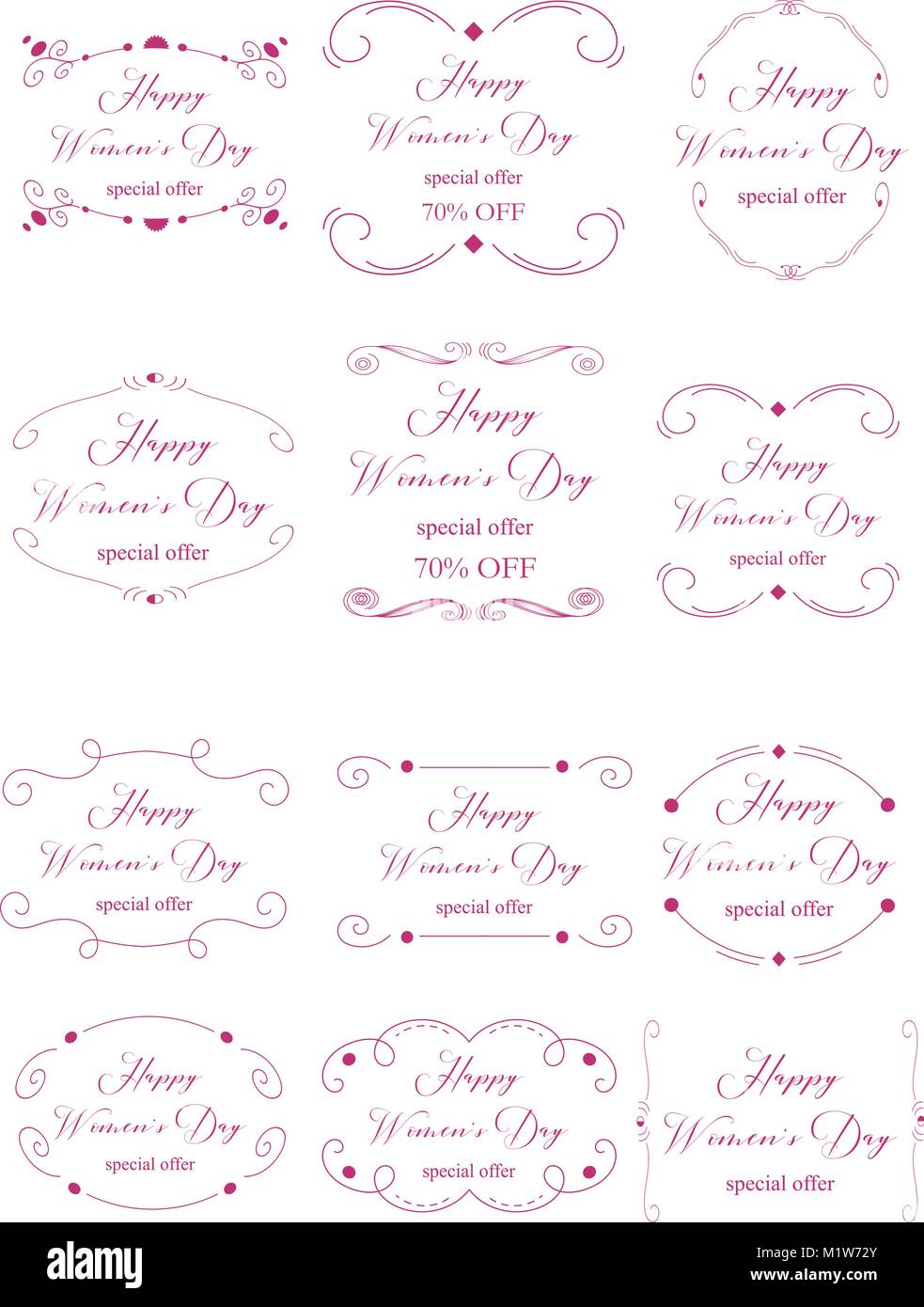 Set of vector typography, text design. Usable for banners, invitations ...