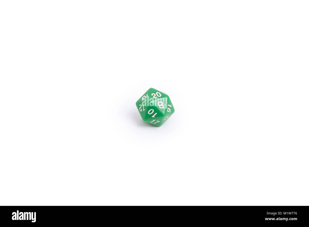 Green d20 die isolated on white Stock Photo - Alamy