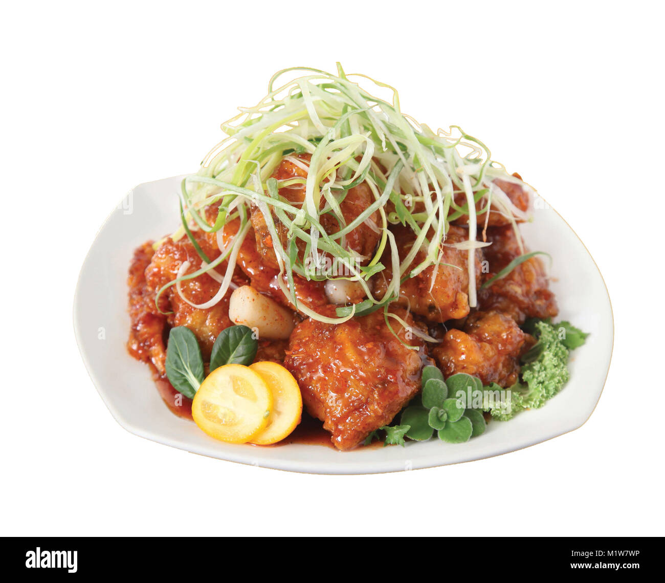 Fried chicken isolated on white background Stock Photo - Alamy