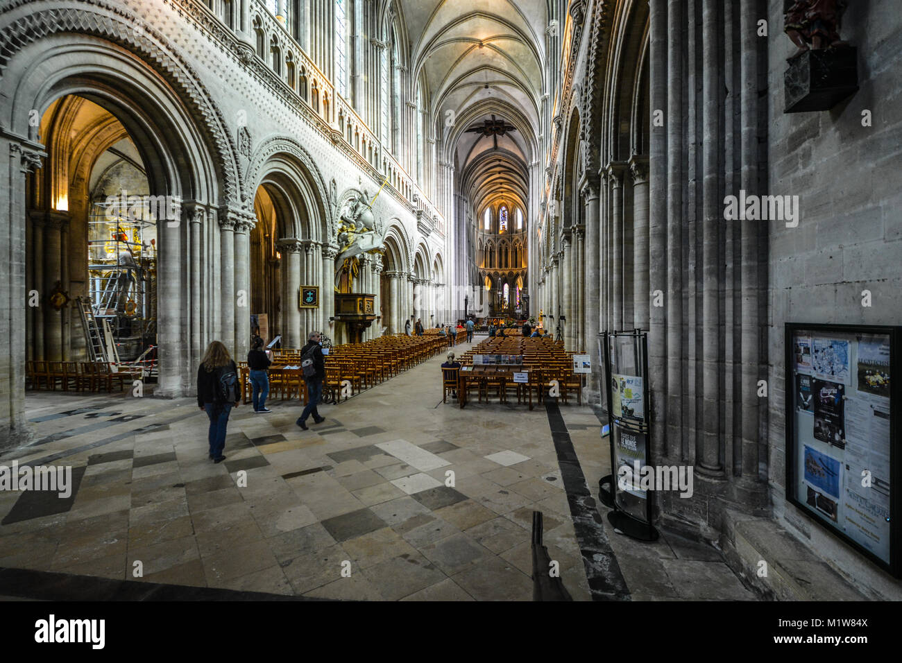 The interior of the Cathedral of Our Lady of Bayeux, a Roman Catholic ...