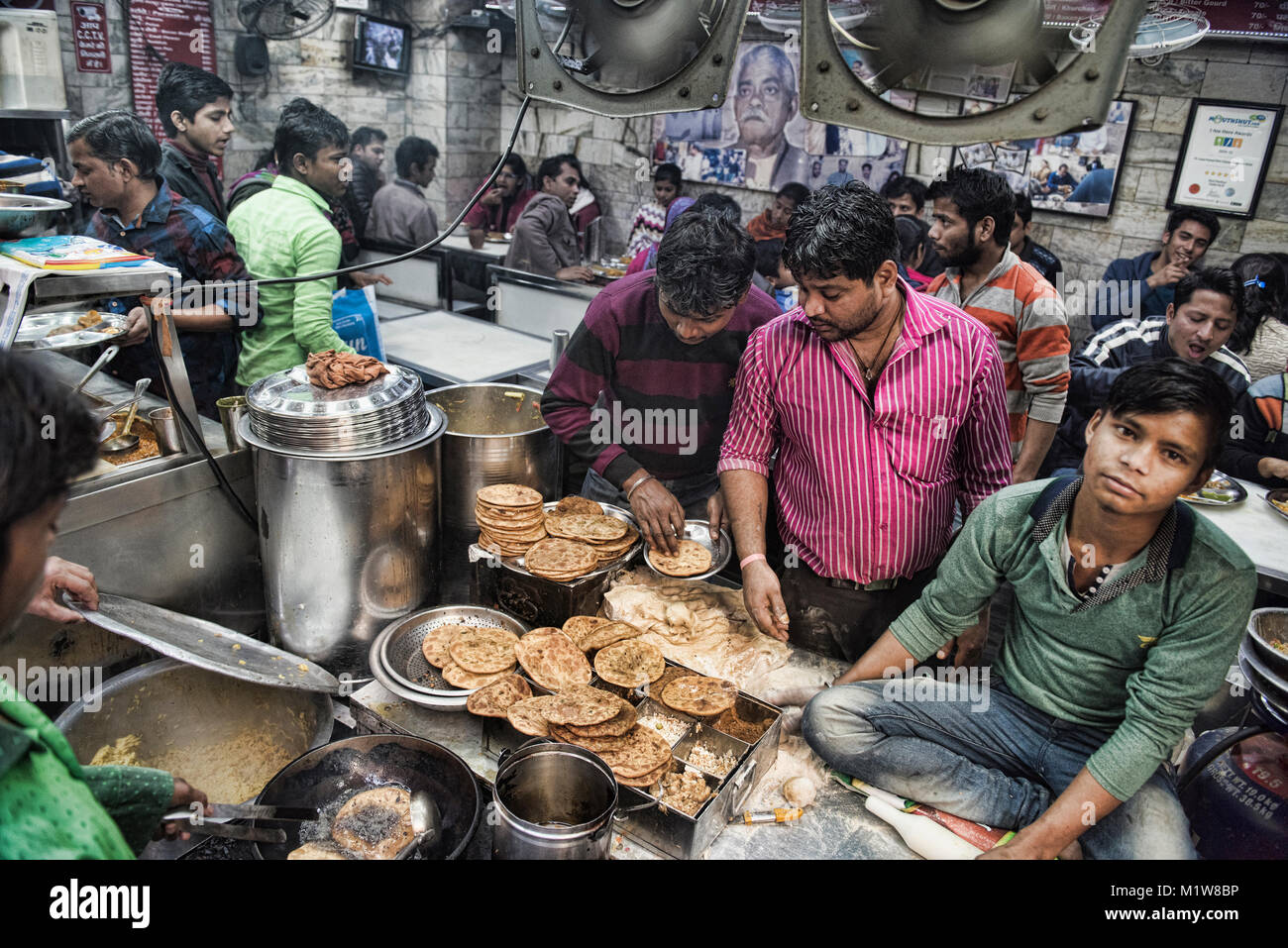 Gali Paranthe Wali, age-old famous paratha restaurant, Old Delhi, India ...