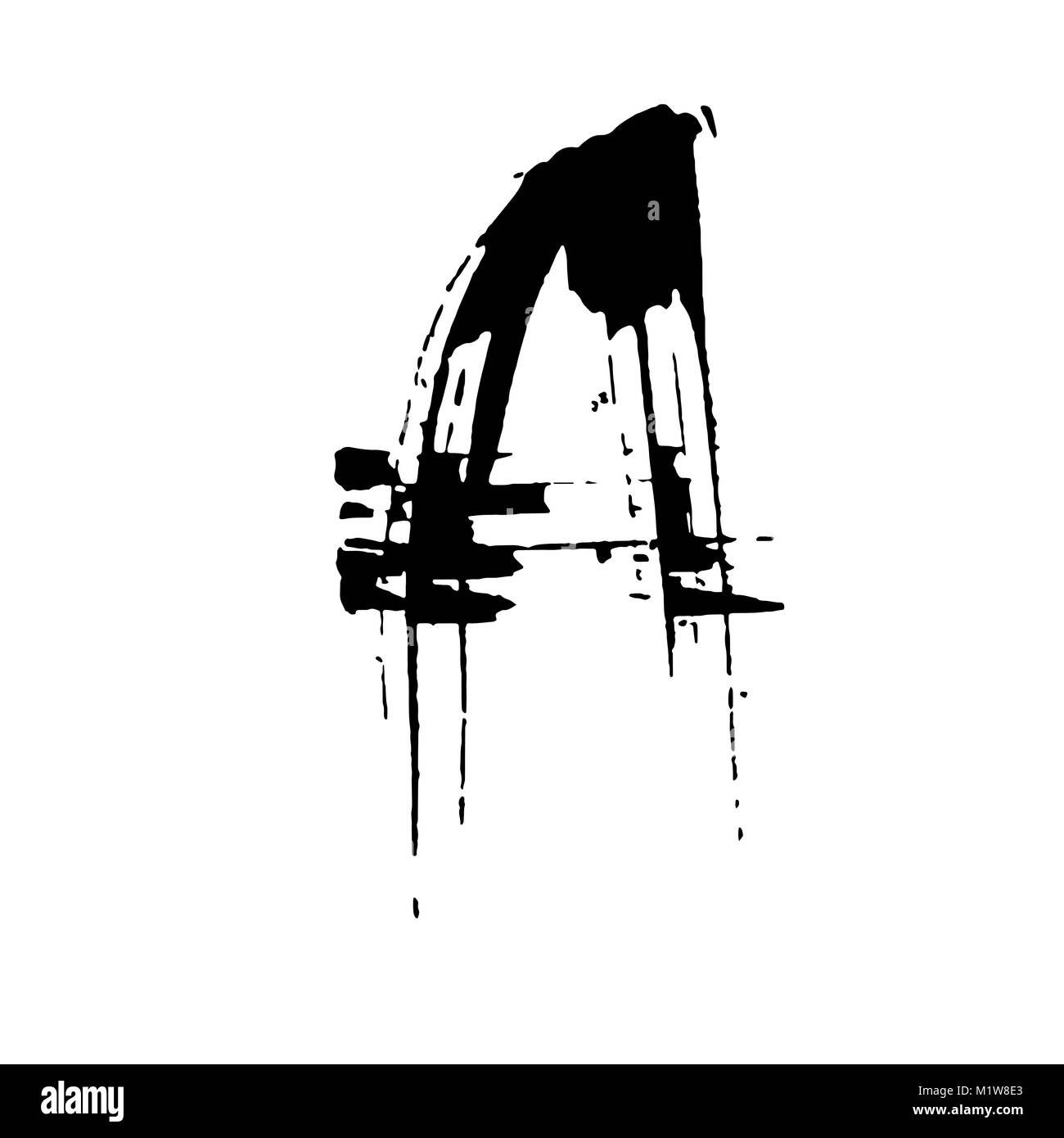 Letter A. Handwritten by dry brush. Rough strokes font. Vector ...