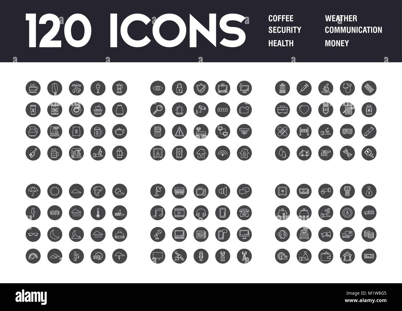Set of 120 icons with different themes Stock Vector Image & Art - Alamy