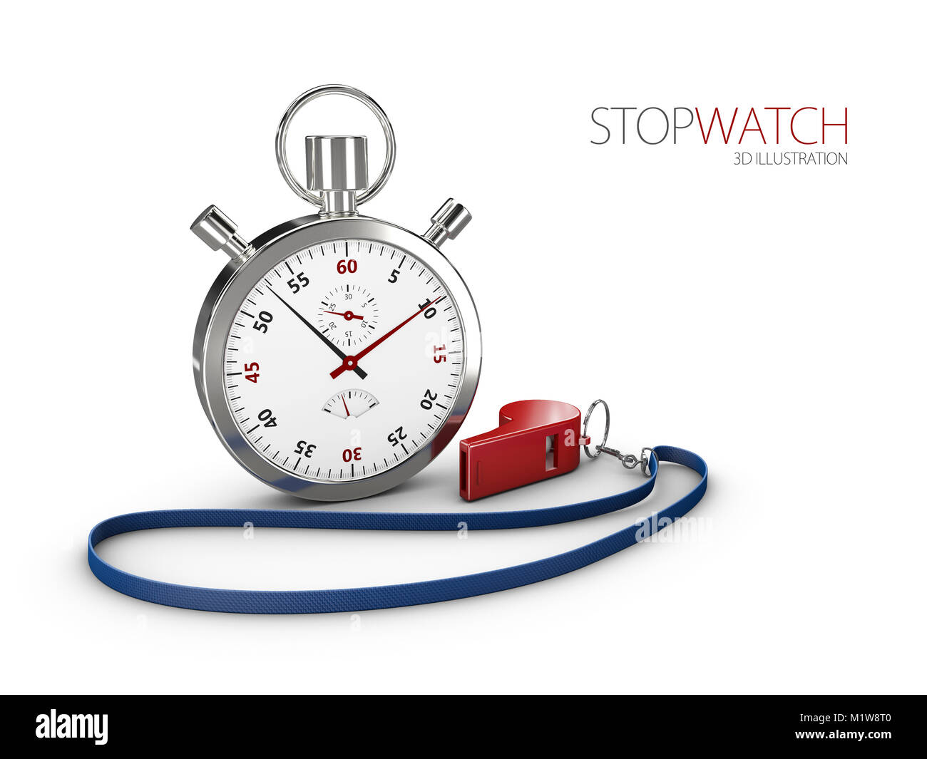 Realistic image of a sports stopwatch with whistle. Symbol competition ...