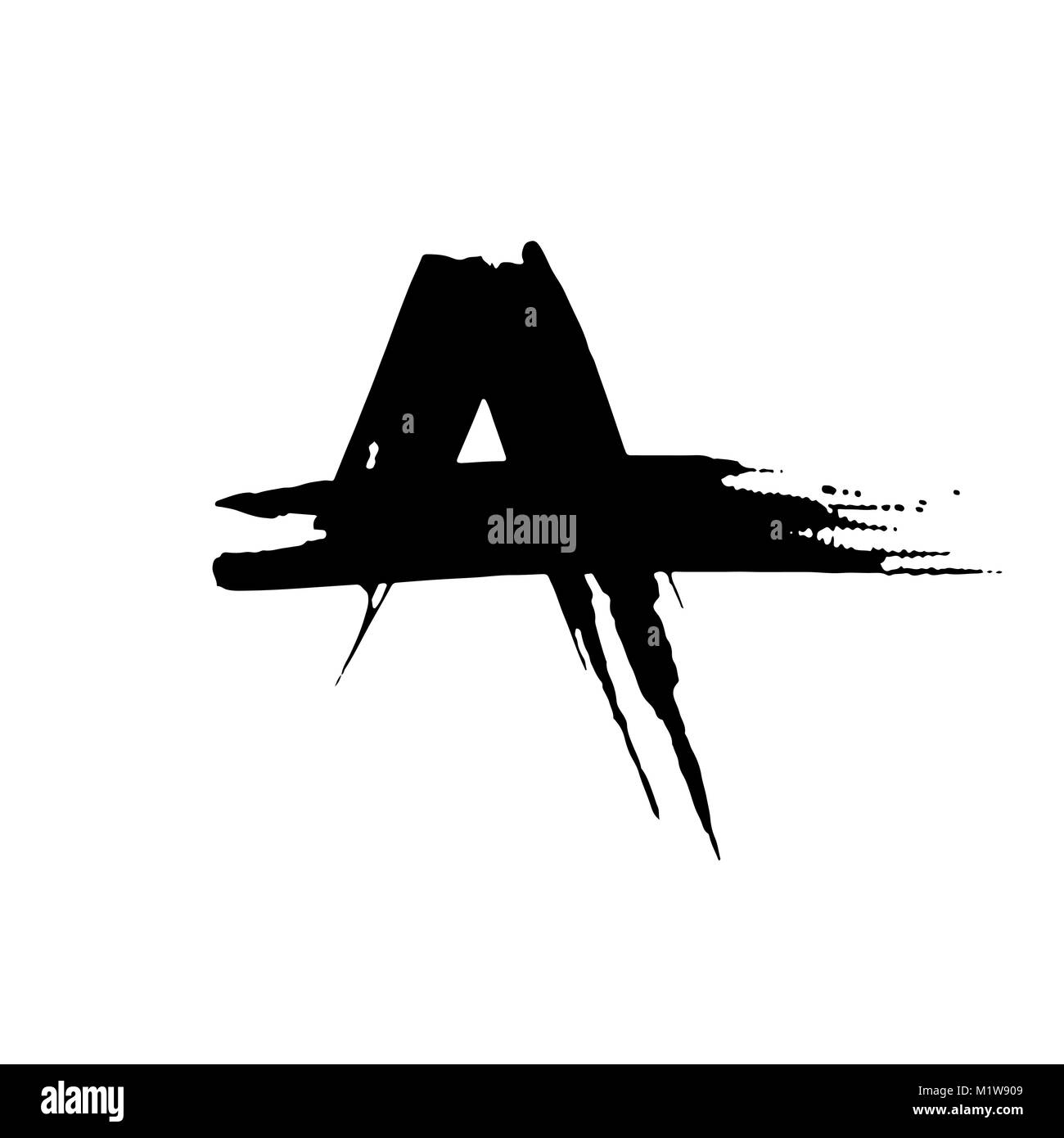 Letter A. Handwritten by dry brush. Rough strokes font. Vector ...